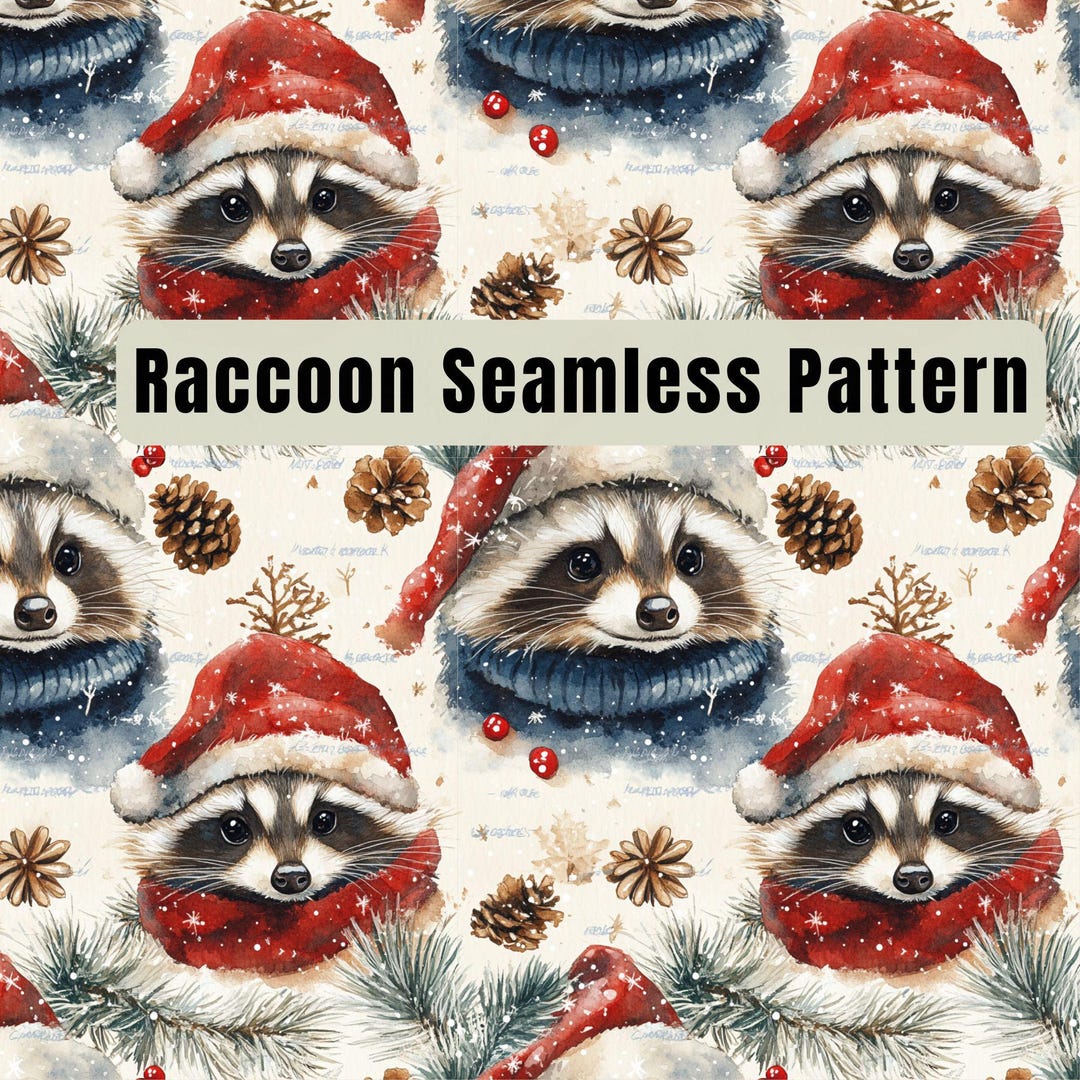 Raccoon Seamless Pattern Raccoon Wrapping Paper Christmas Raccoons Gift ...