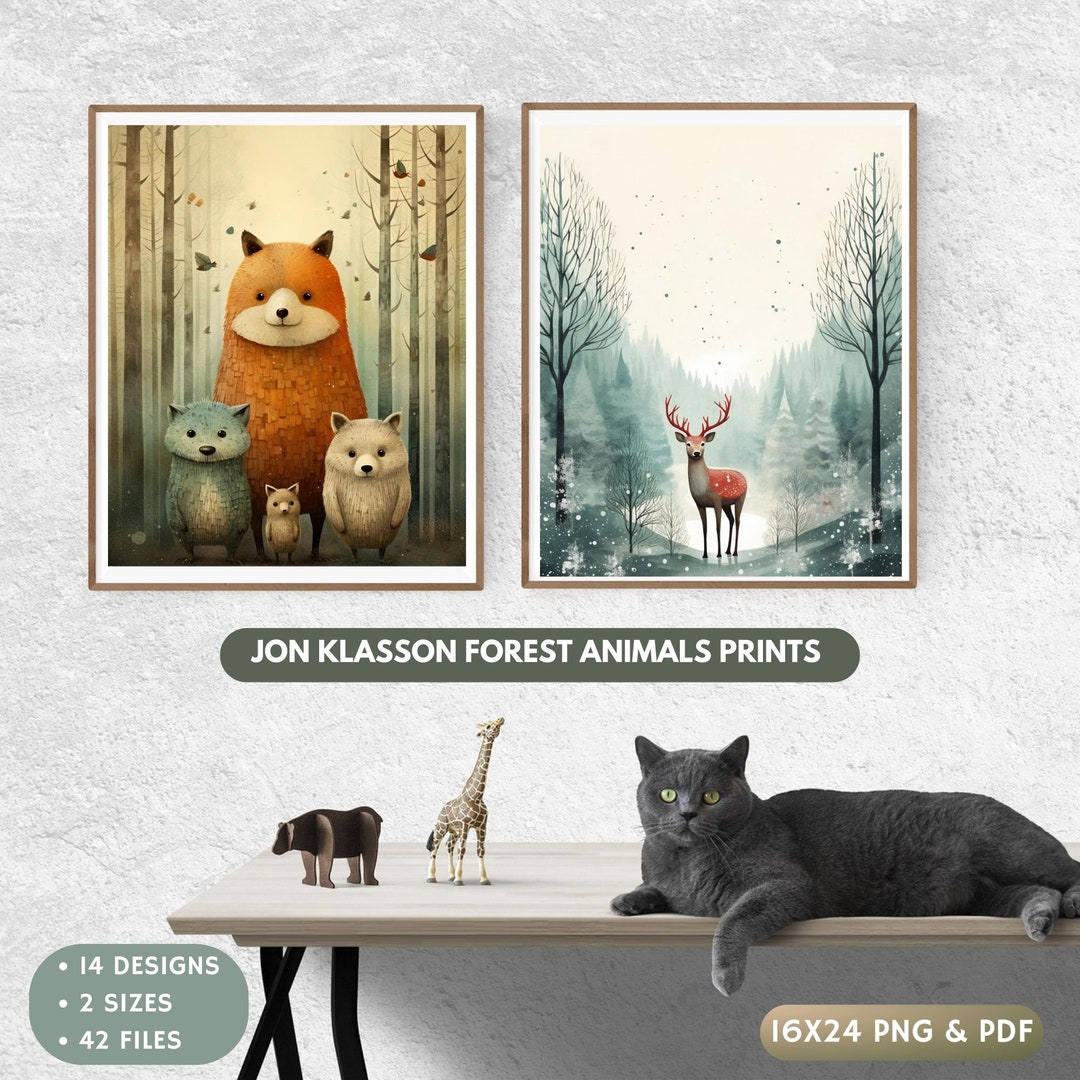 Forest Animals PNG Bundle Jon Klasson Style Forestcore Animals Bear ...
