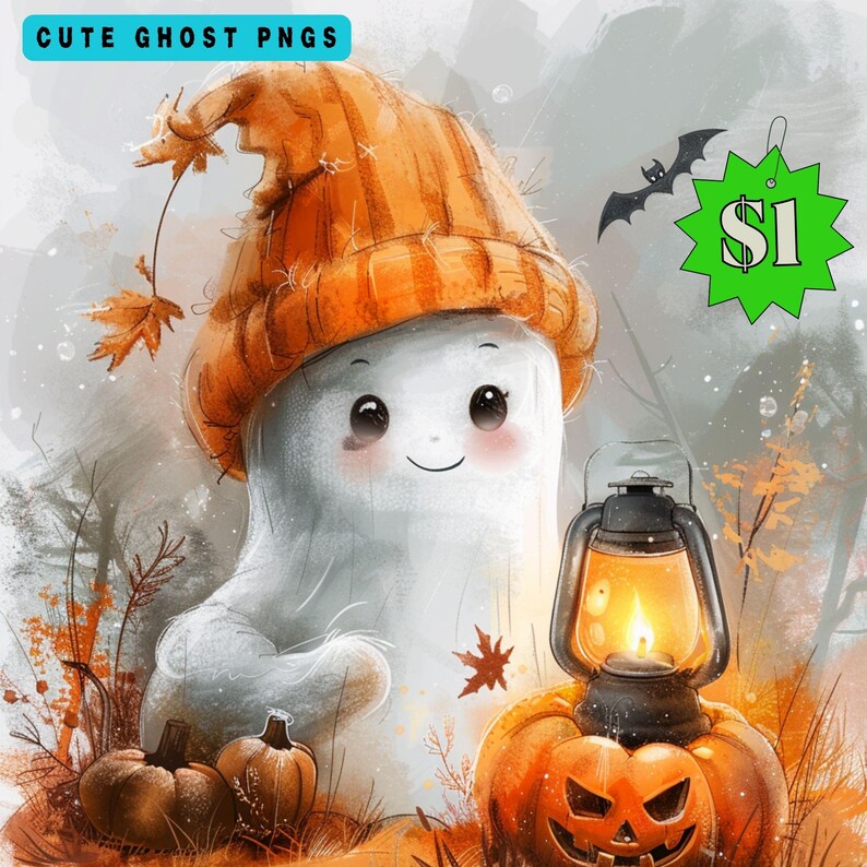 Cute Halloween Ghost PNG Watercolor Ghost Clipart Halloween Ghost ...