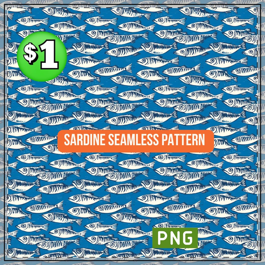 Sardine Seamless Pattern 2 Fisherman Sardines Design Fish Pattern ...