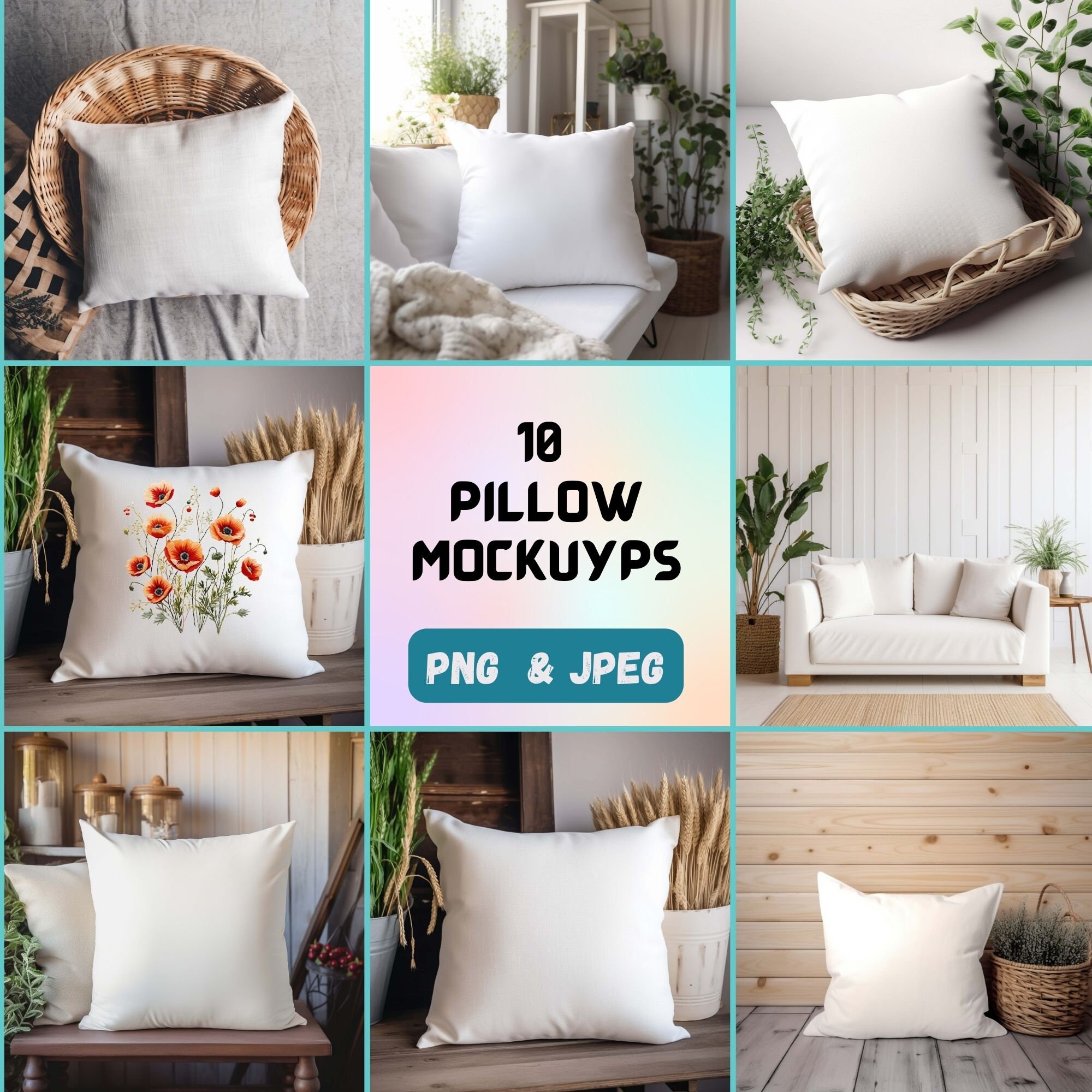 10 Pillow Mockups Bundle Mockup Designs Square Pillow Bundle Mock-up ...
