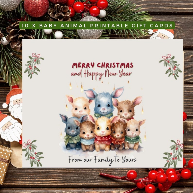 10 Farm Animal Christmas Cards Printable Christmas Cards Farm Animal ...