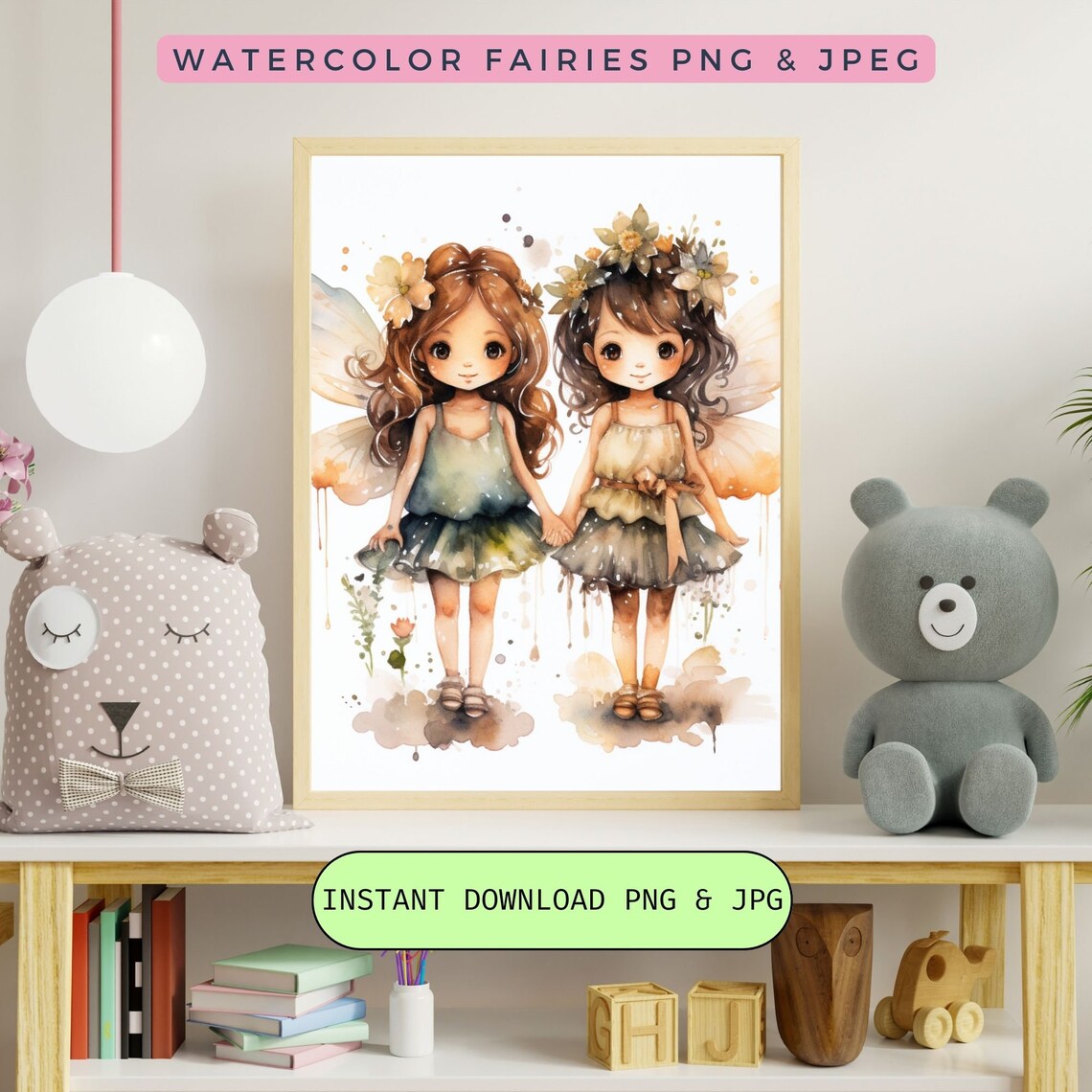 Watercolor Fairy Clipart Instant Download Pastel Fairy PNG - Etsy
