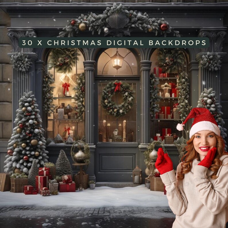 Christmas Digital Backdrops BUNDLE PNG Santas House Backdrop Christmas ...