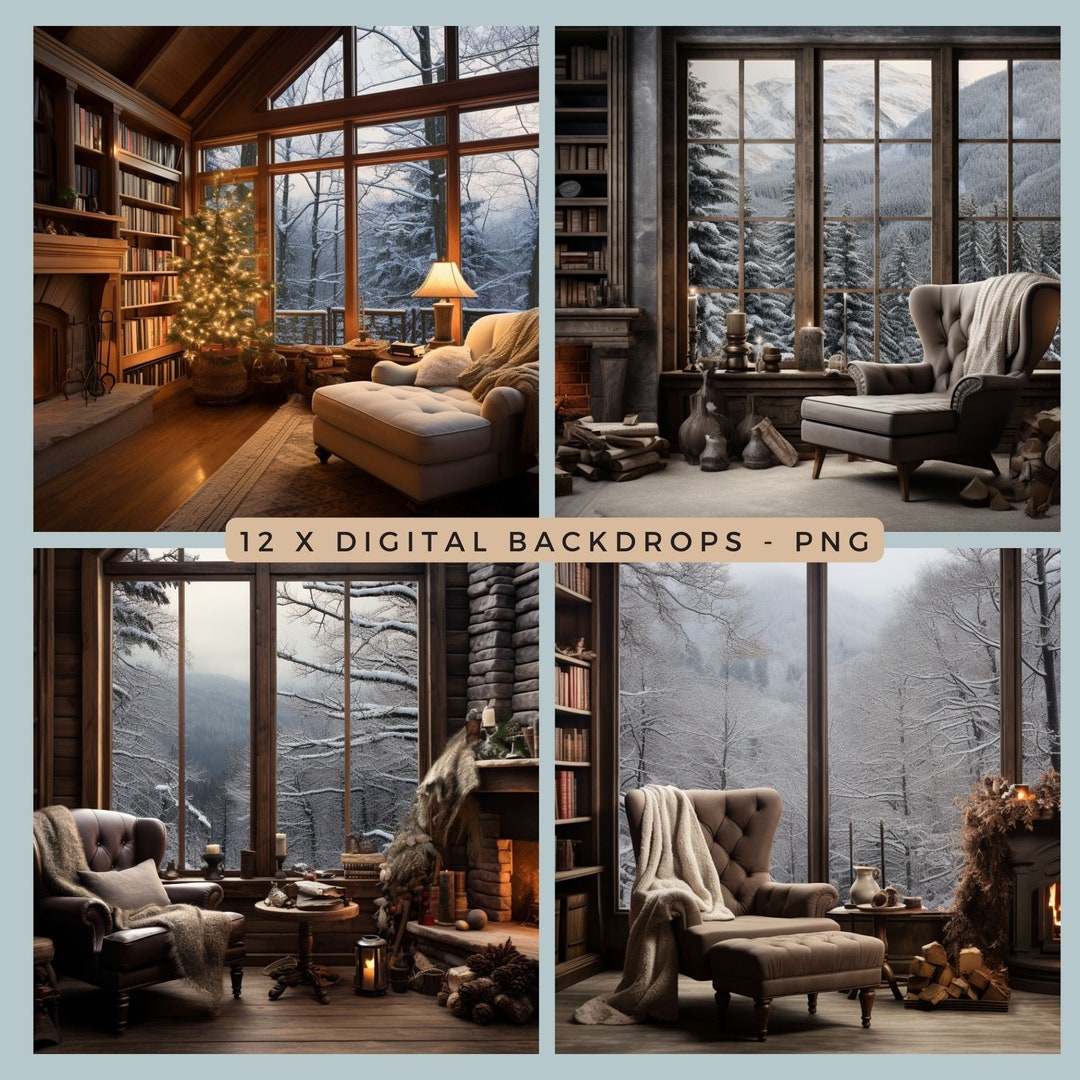 Vintage Cozy Cabin Backdrops Digital Backdrops PNG Library Photoshoot ...