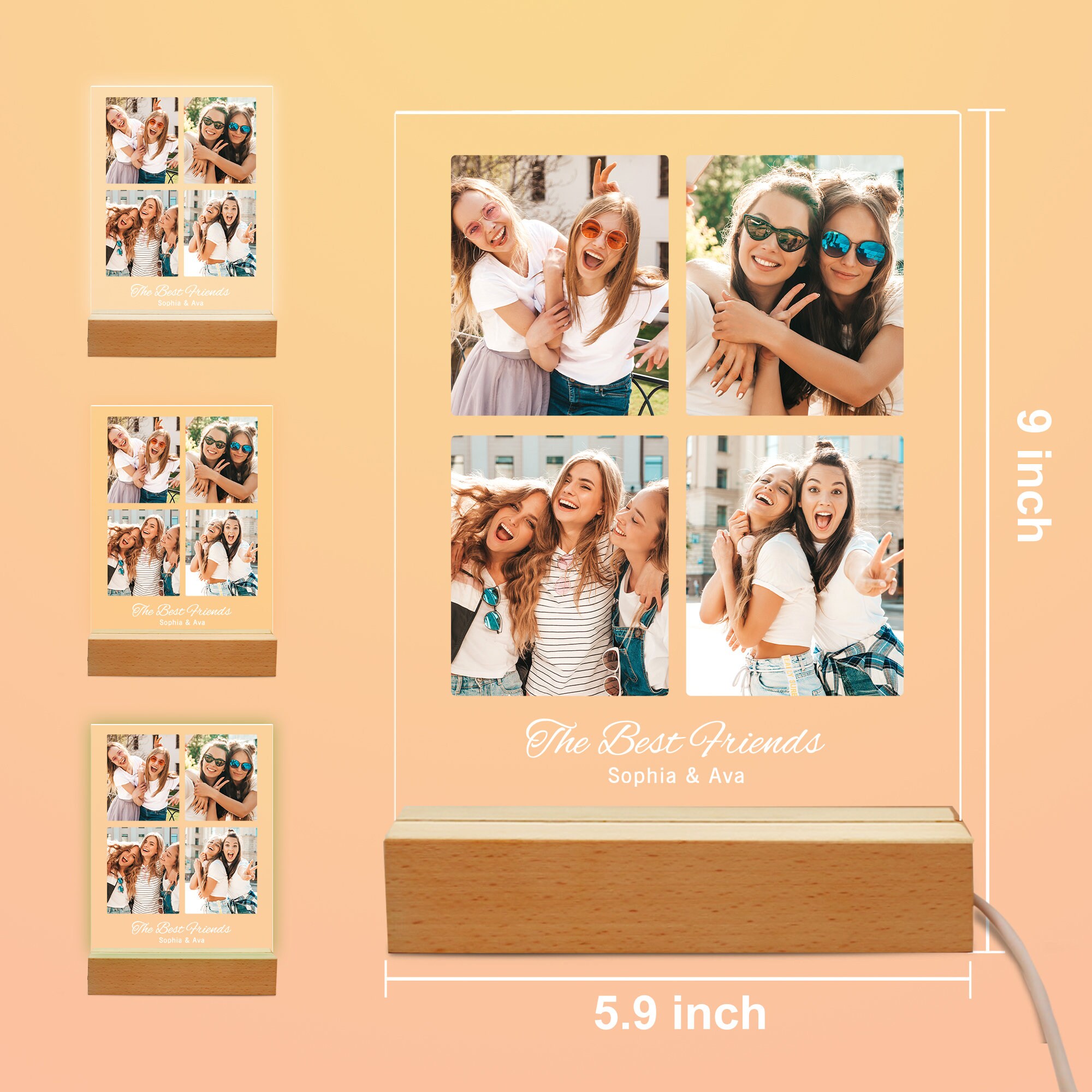 Personalized Acrylic Plaque With Four Photos, Custom Text Picture ...