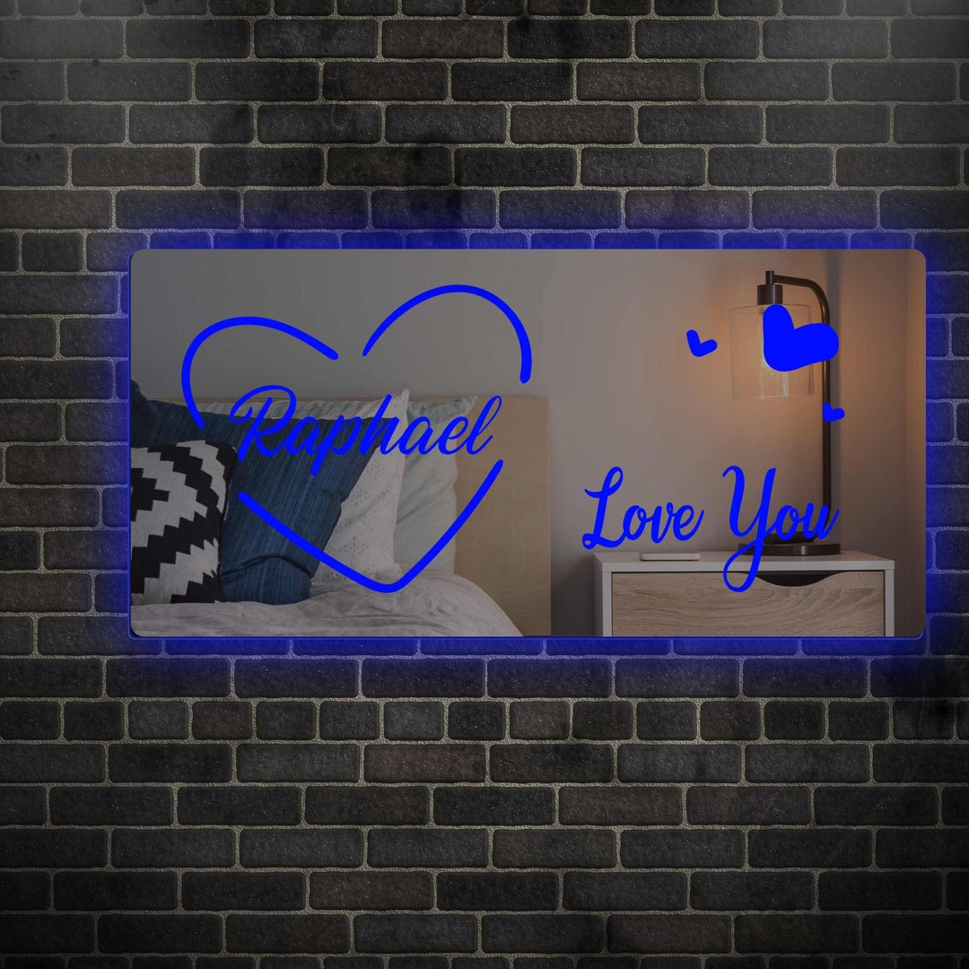 Personalized Mirror Light With Name, Love You Mirror Sign for Her ...
