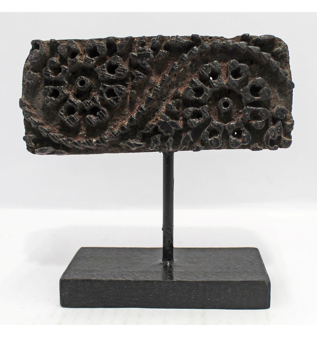 Vintage Wooden Flower Carving Panel Plaque on Stand Original Old Hand ...