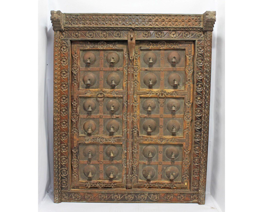 Antique Wooden Window With Carving and Brass Work/distressed Window ...