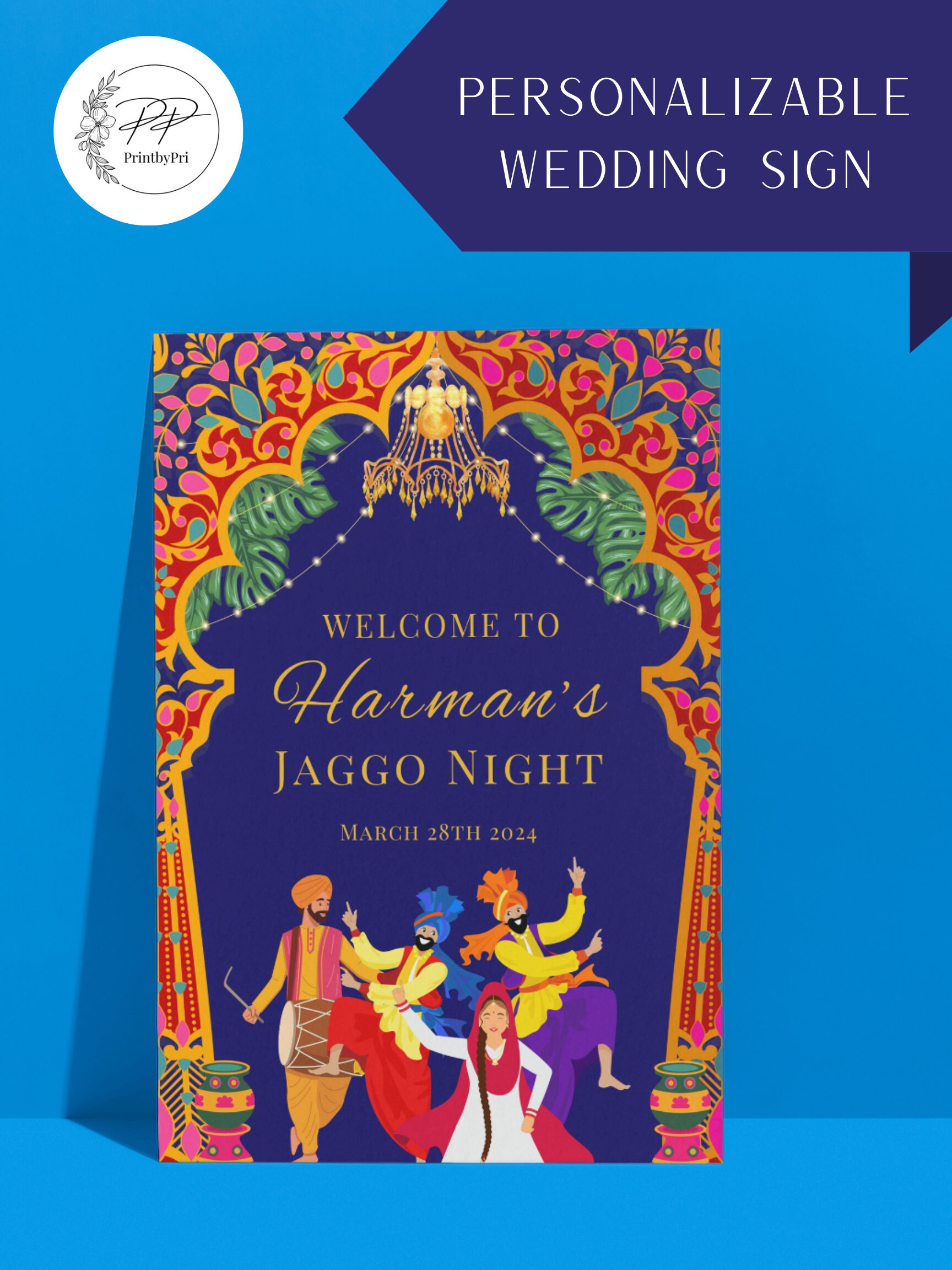 Jaggo Night Welcome Sign Indian Wedding High Resolution - Etsy