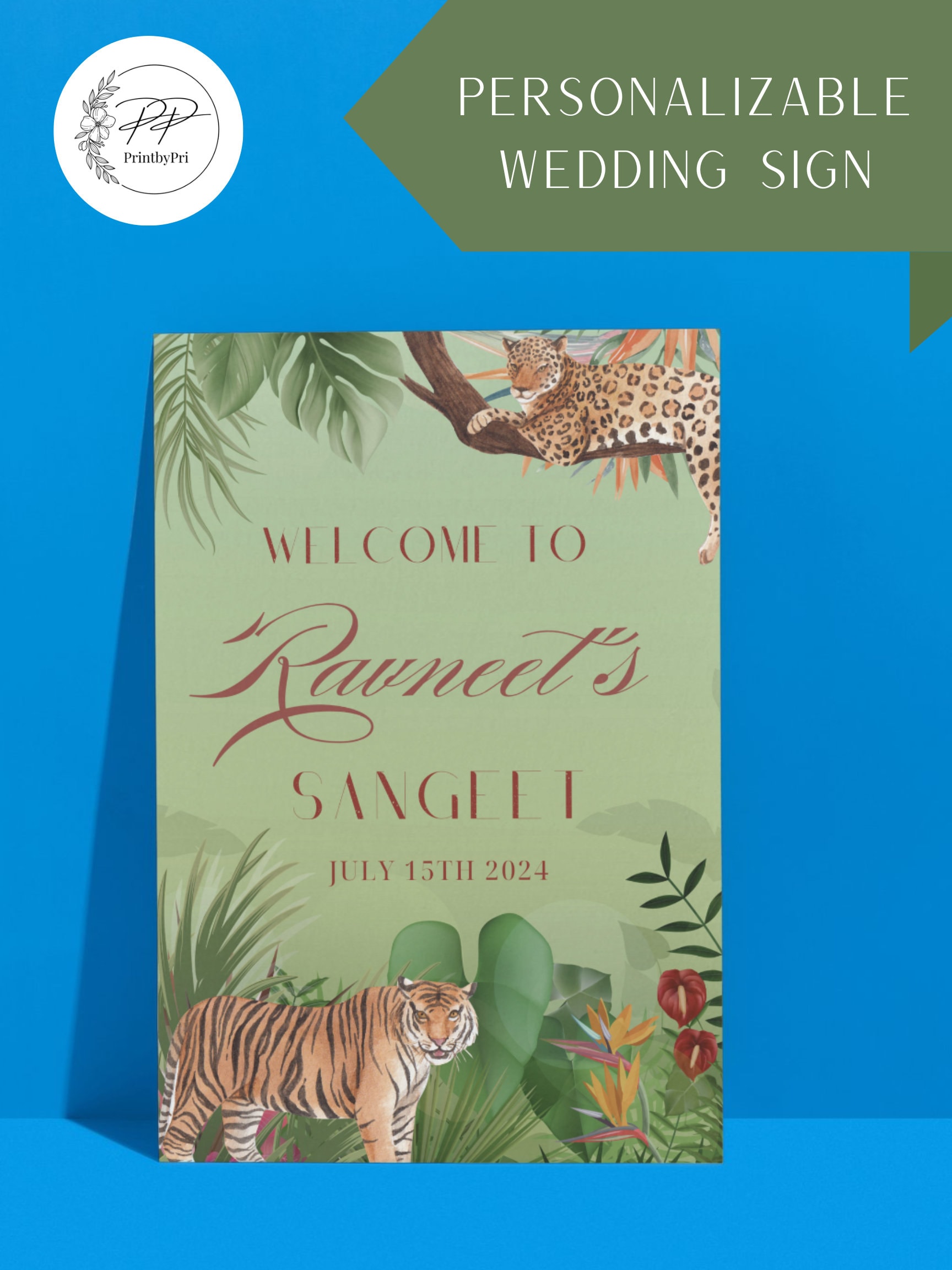 Jungle Themed Sangeet Welcome Sign | Indian Wedding | High Resolution ...