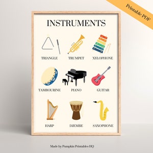 Poster Music Instruments for Children Montessori Poster Learning ...