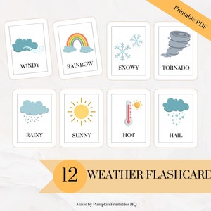 Flashcards Weather Montessori Flashcards to Learn Weather Pre-school ...