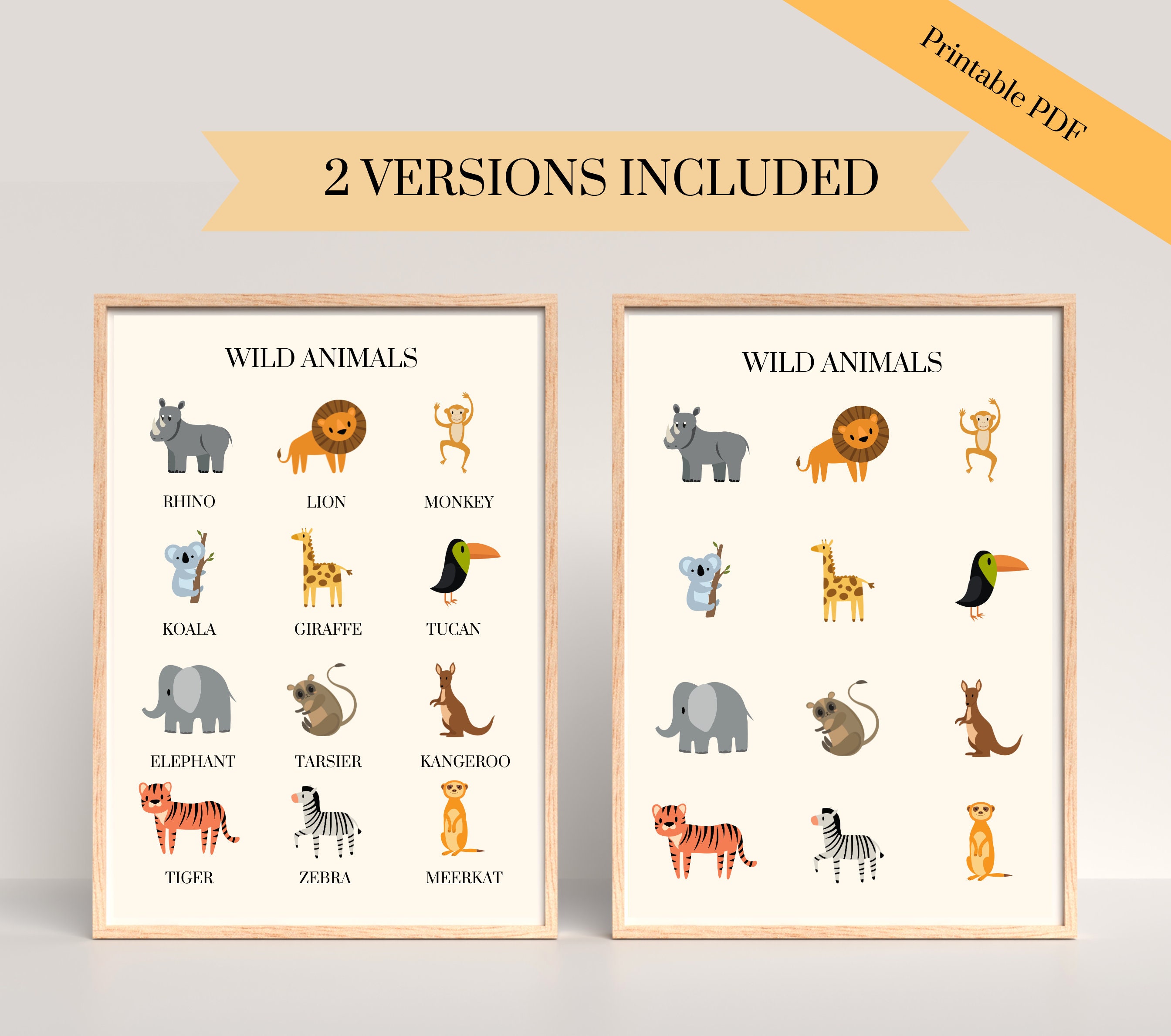 Poster Wild Animal for Children Montessori Poster Learning African ...