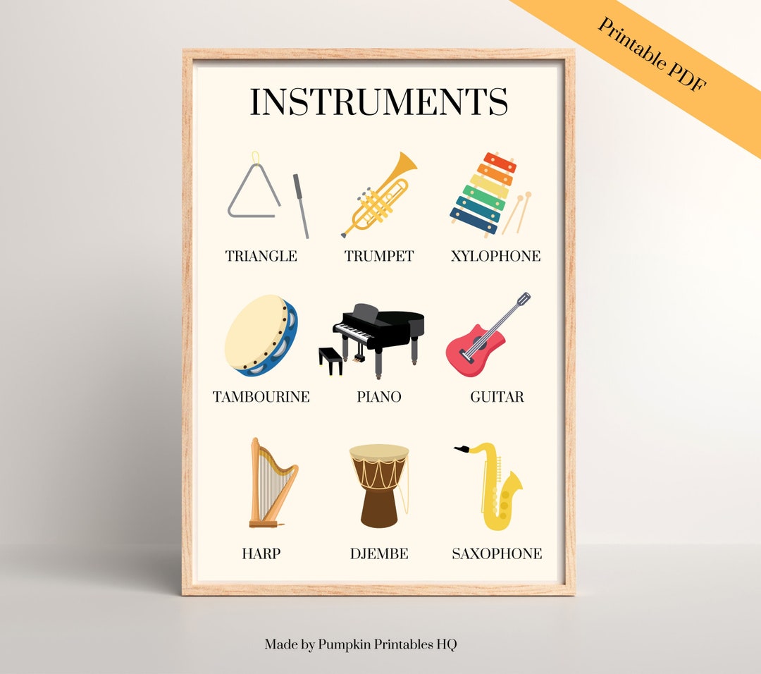Poster Music Instruments for Children Montessori Poster Learning ...