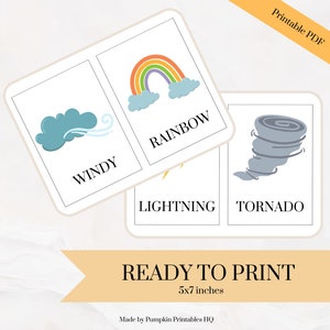 Flashcards Weather Montessori Flashcards to Learn Weather Pre-school ...