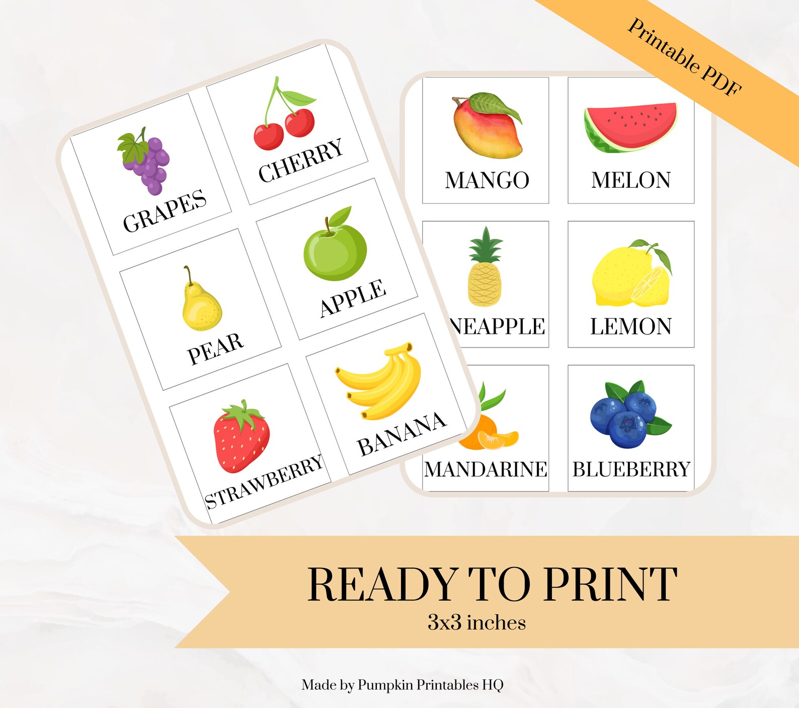 Flashcards Fruit Cards Montessori Flashcards for Teaching Fruits to ...