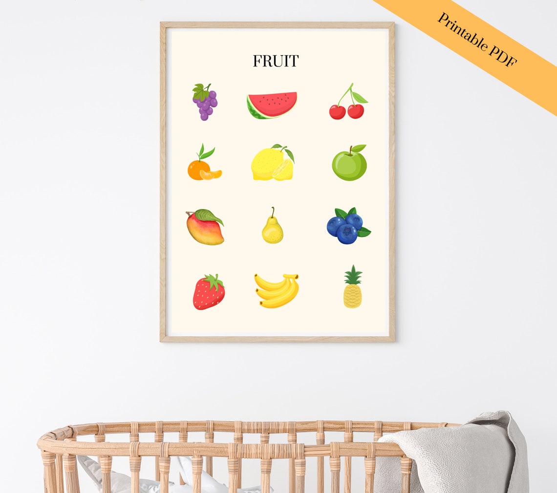 Poster Fruits for Children Montessori Poster Learning Fruit Classroom ...
