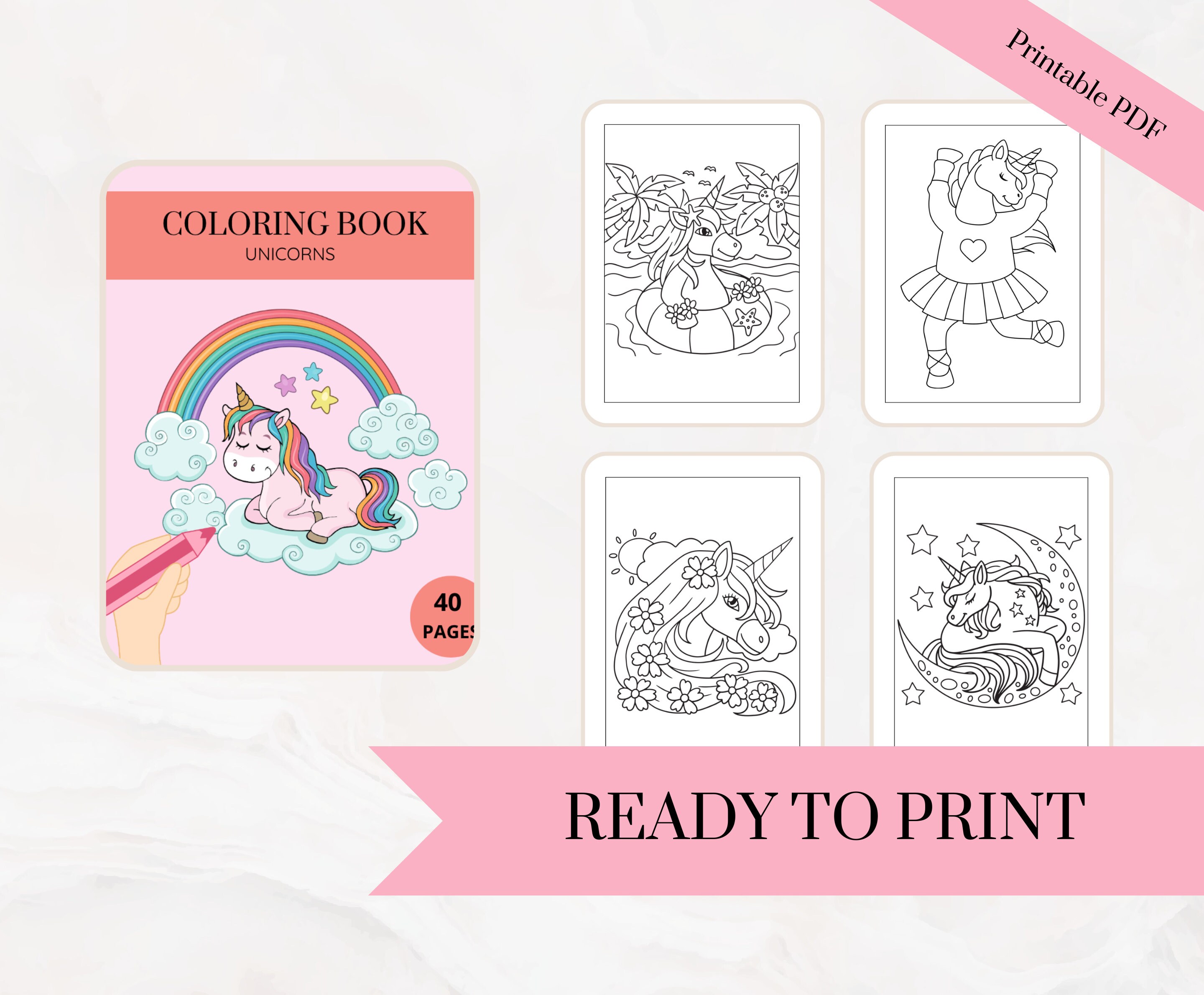 Coloring Book Unicorns Color Pages for Girls Unicorn Coloring Book With ...