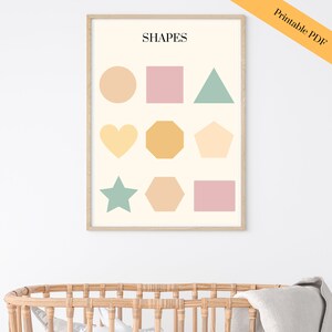 Poster Shapes Neutral Colors Educational Poster for Children Montessori ...