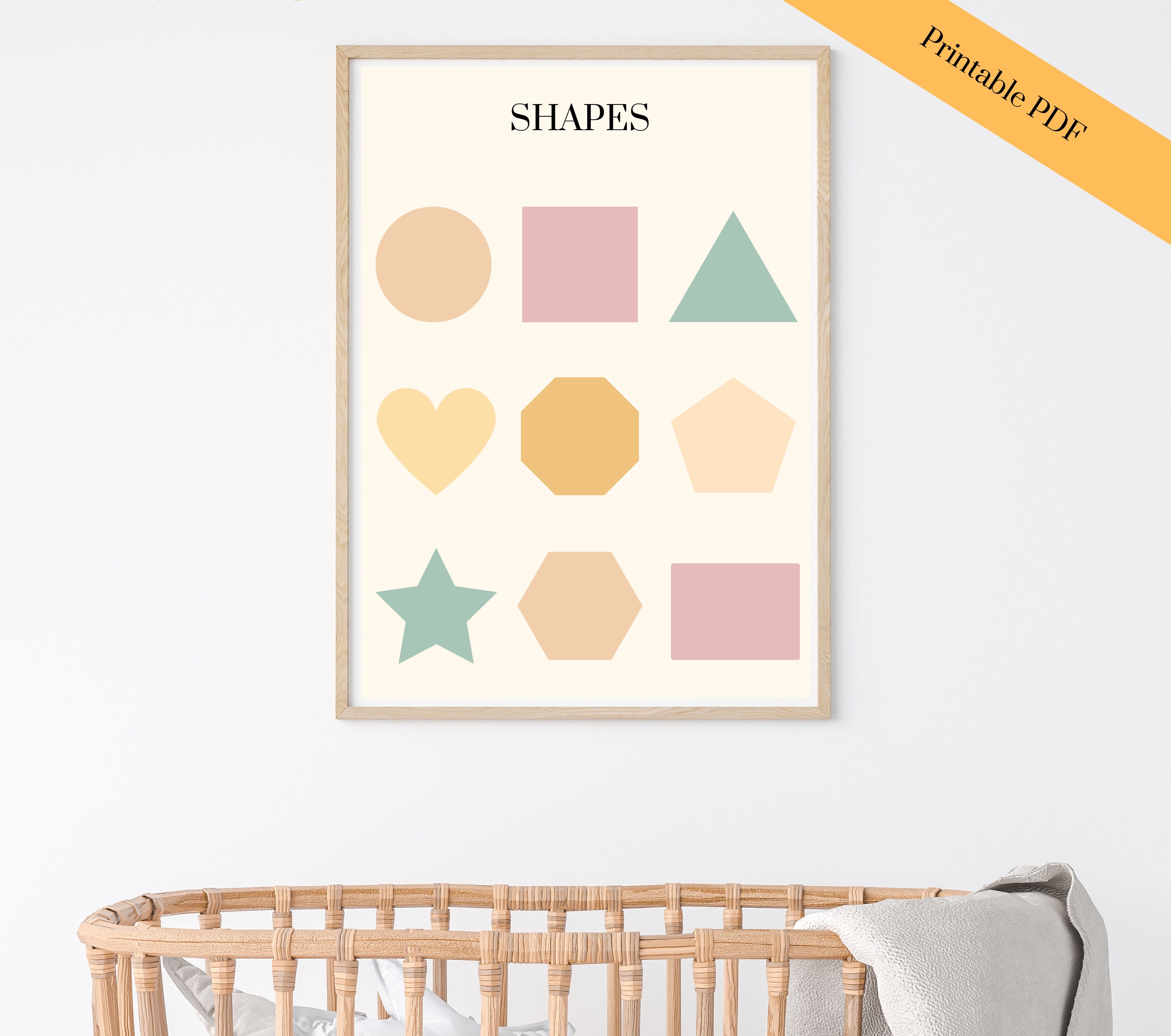 Poster Shapes Neutral Colors Educational Poster for Children Montessori ...