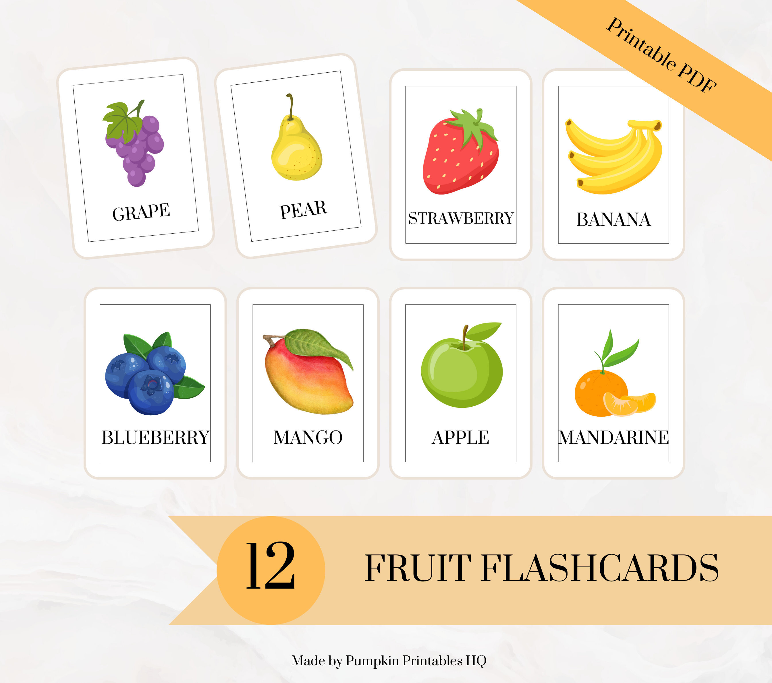 Flashcards Fruit Cards Montessori Flashcards for Teaching Fruits to ...