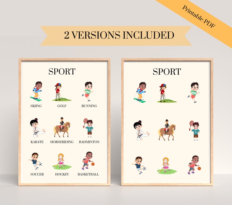 Poster Sports Flashcards Sports Educational Poster Montessori Sport ...