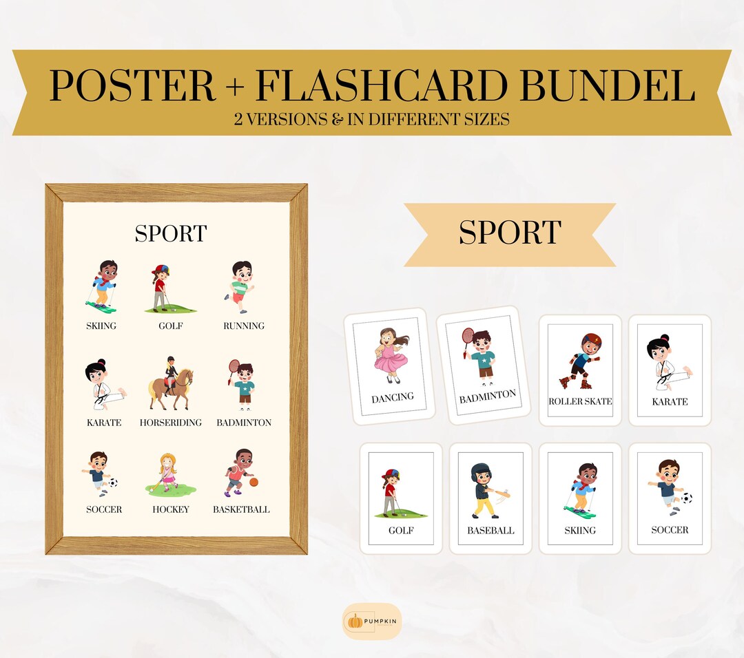 Poster Sports Flashcards Sports Educational Poster Montessori Sport ...