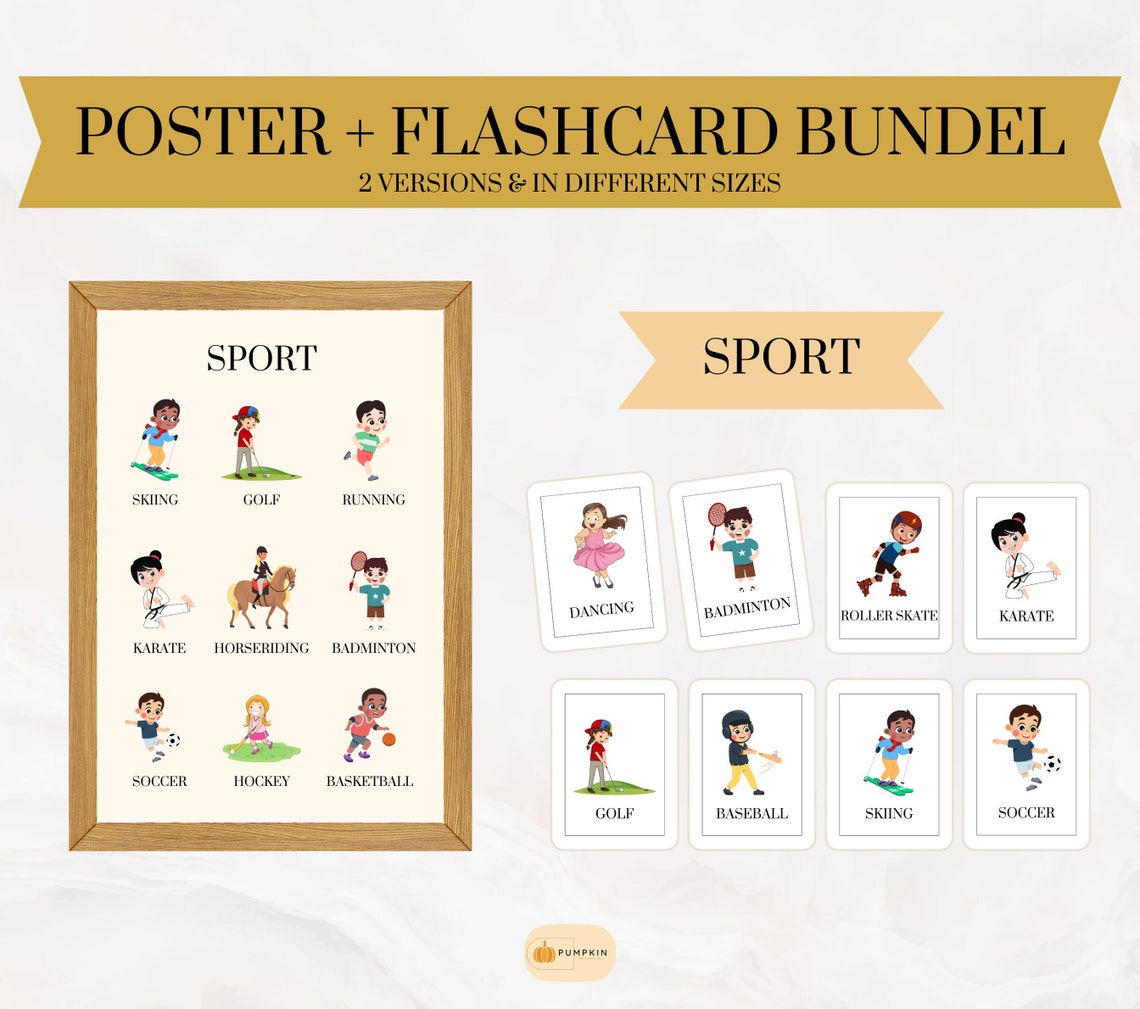 Poster Sports Flashcards Sports Educational Poster Montessori Sport ...