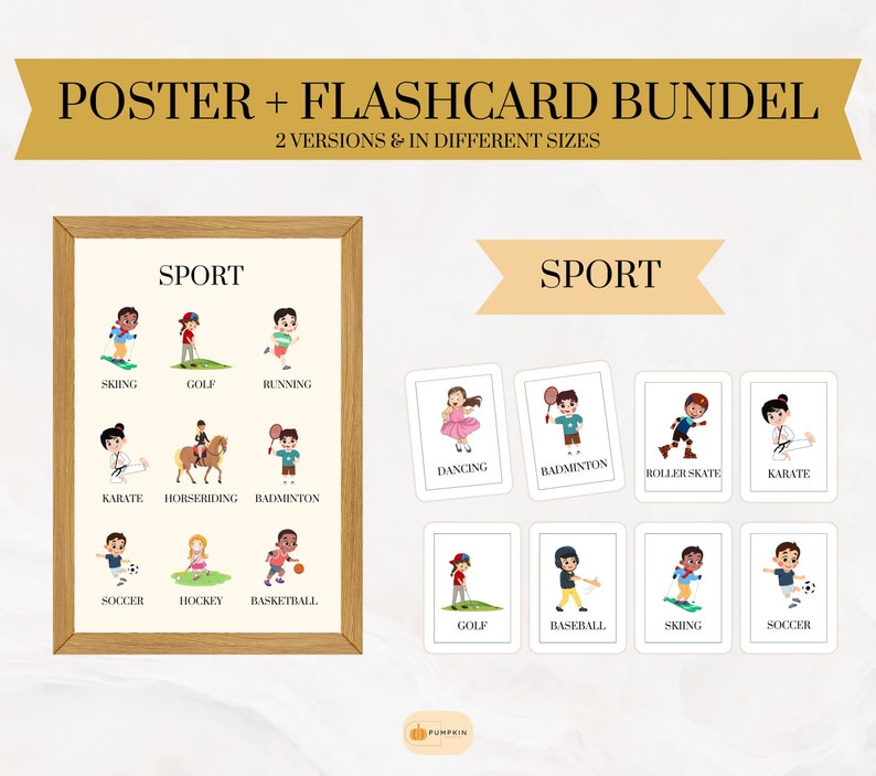 Poster Sports Flashcards Sports Educational Poster Montessori Sport ...