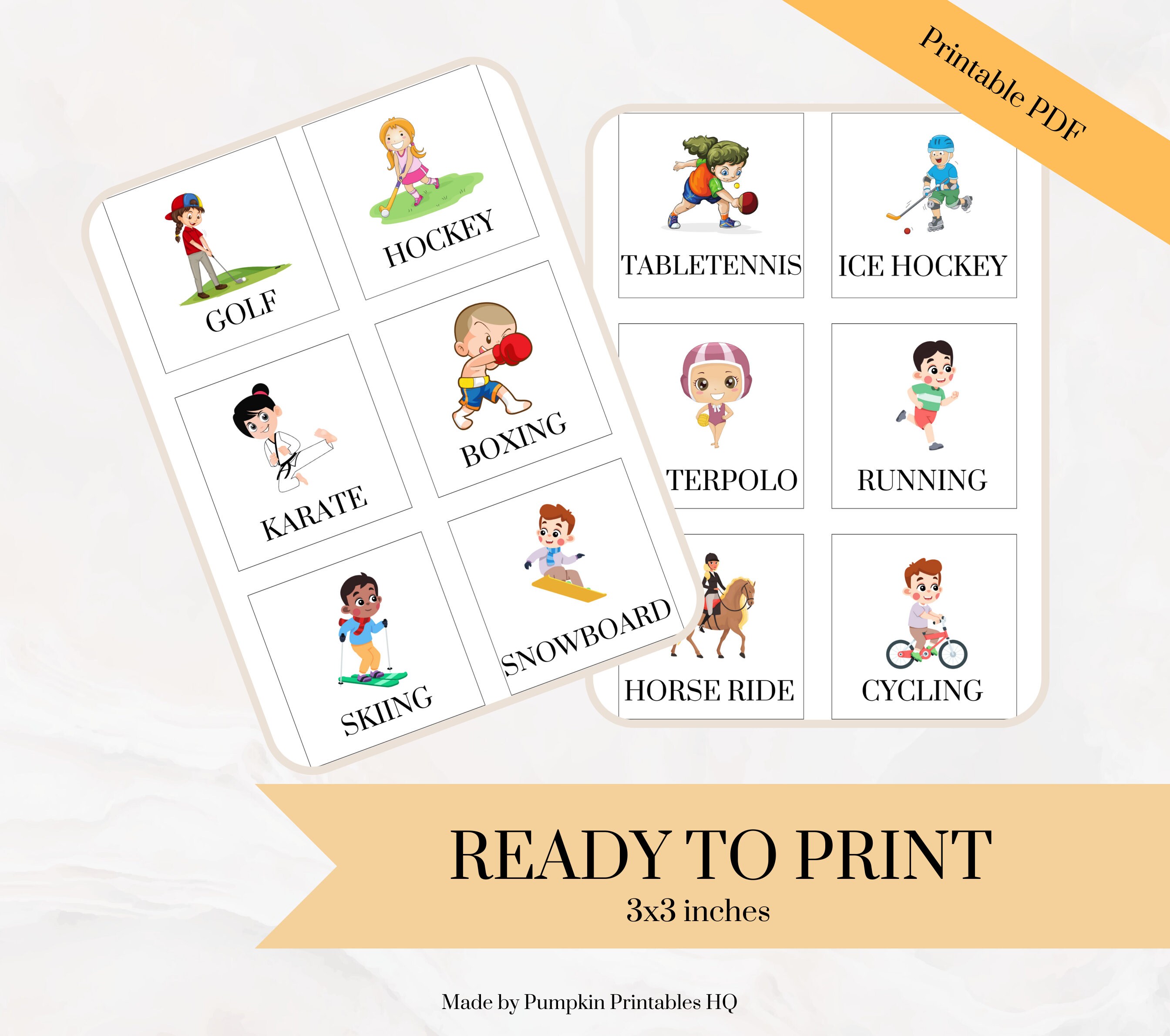 Flashcards Sports Montessori Flashcards to Learn Sports Pre-school ...