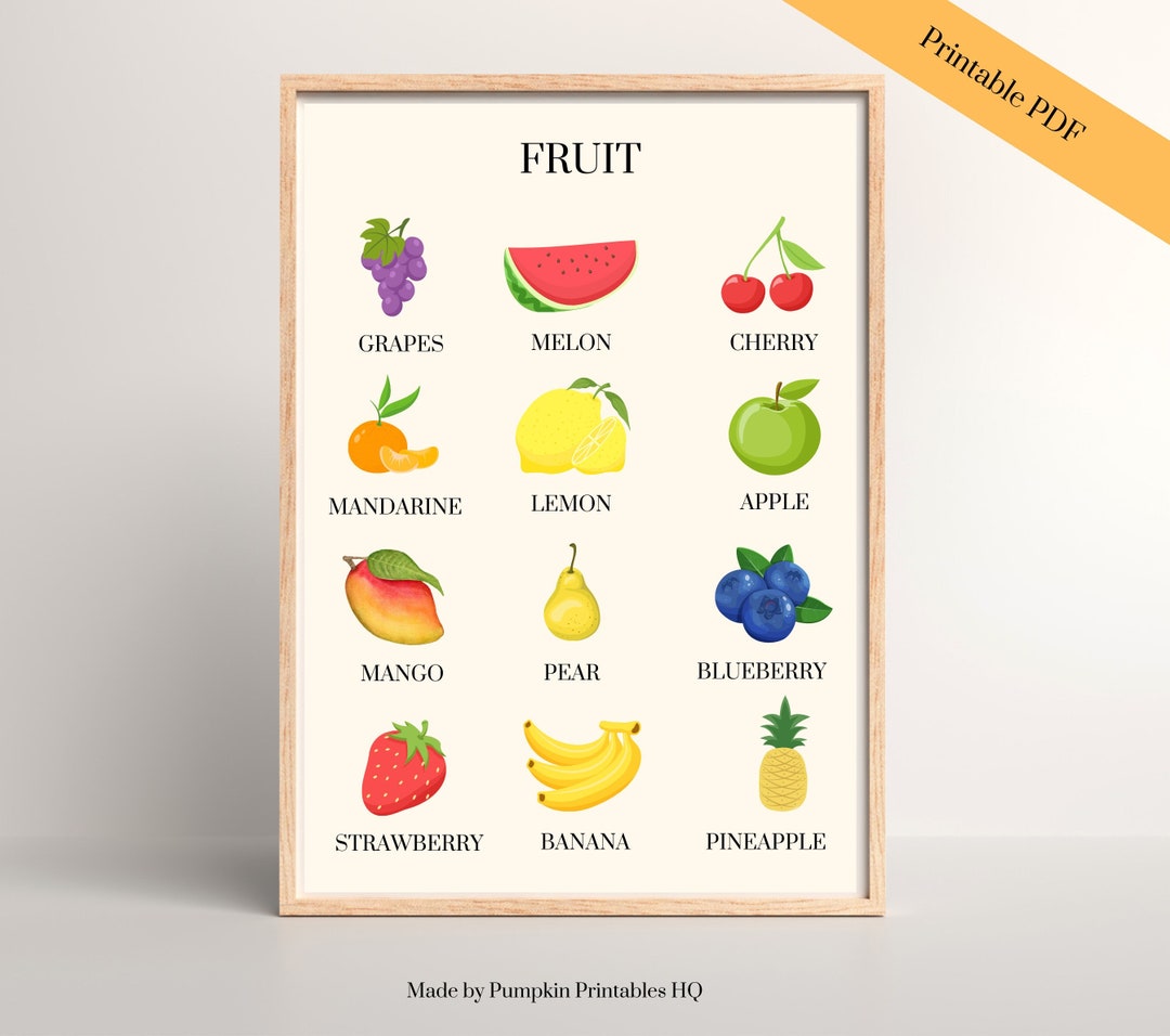 Poster Fruits for Children Montessori Poster Learning Fruit Classroom ...
