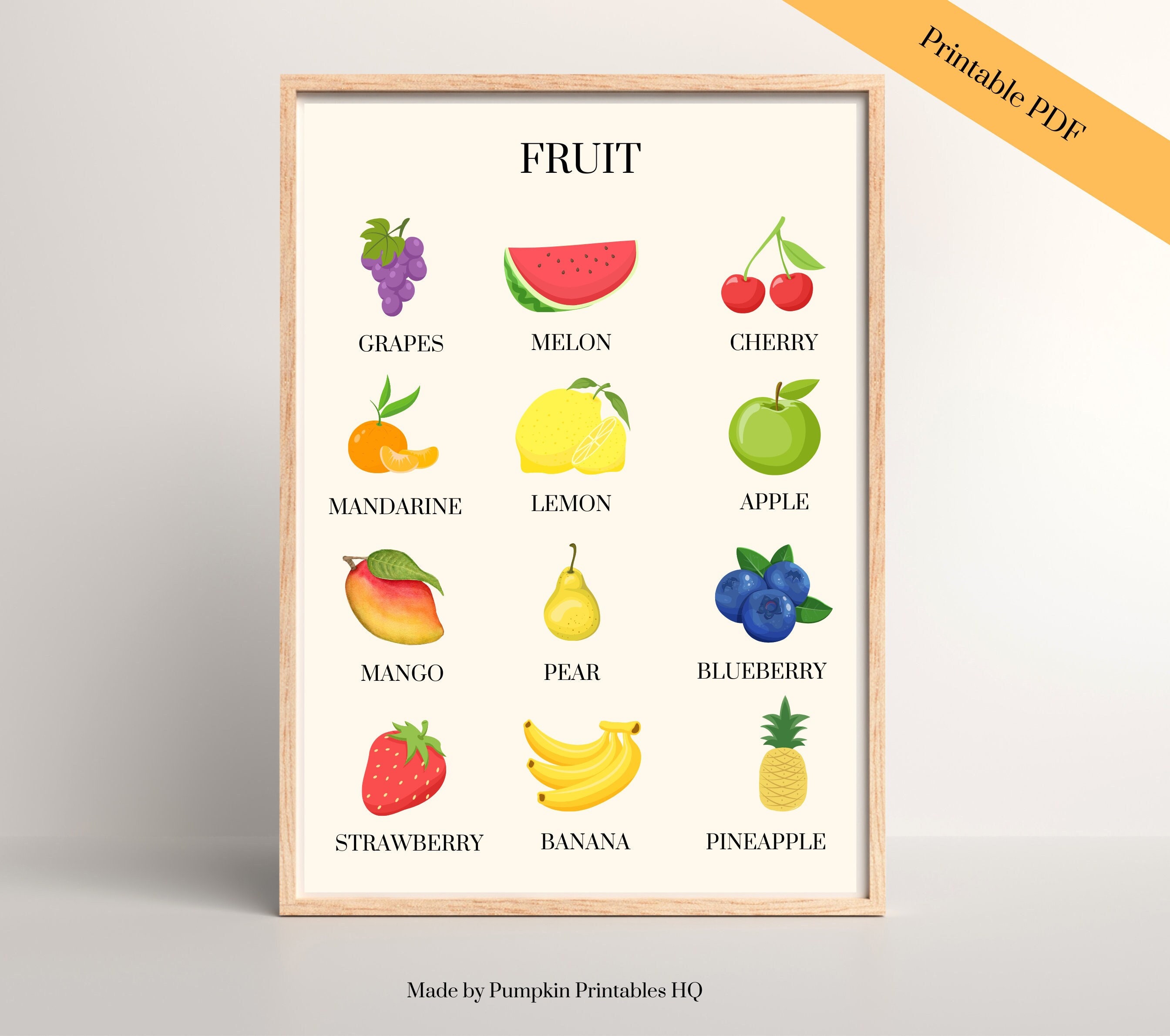 Poster Fruits for Children Montessori Poster Learning Fruit Classroom ...