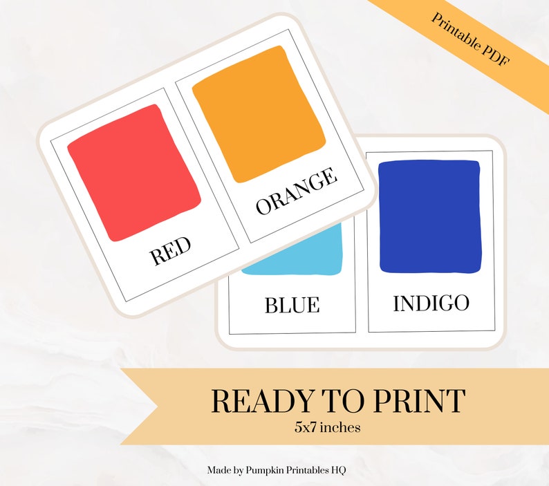 Flashcards Colors for Teaching Montessori Flashcards Pre-school Cards ...