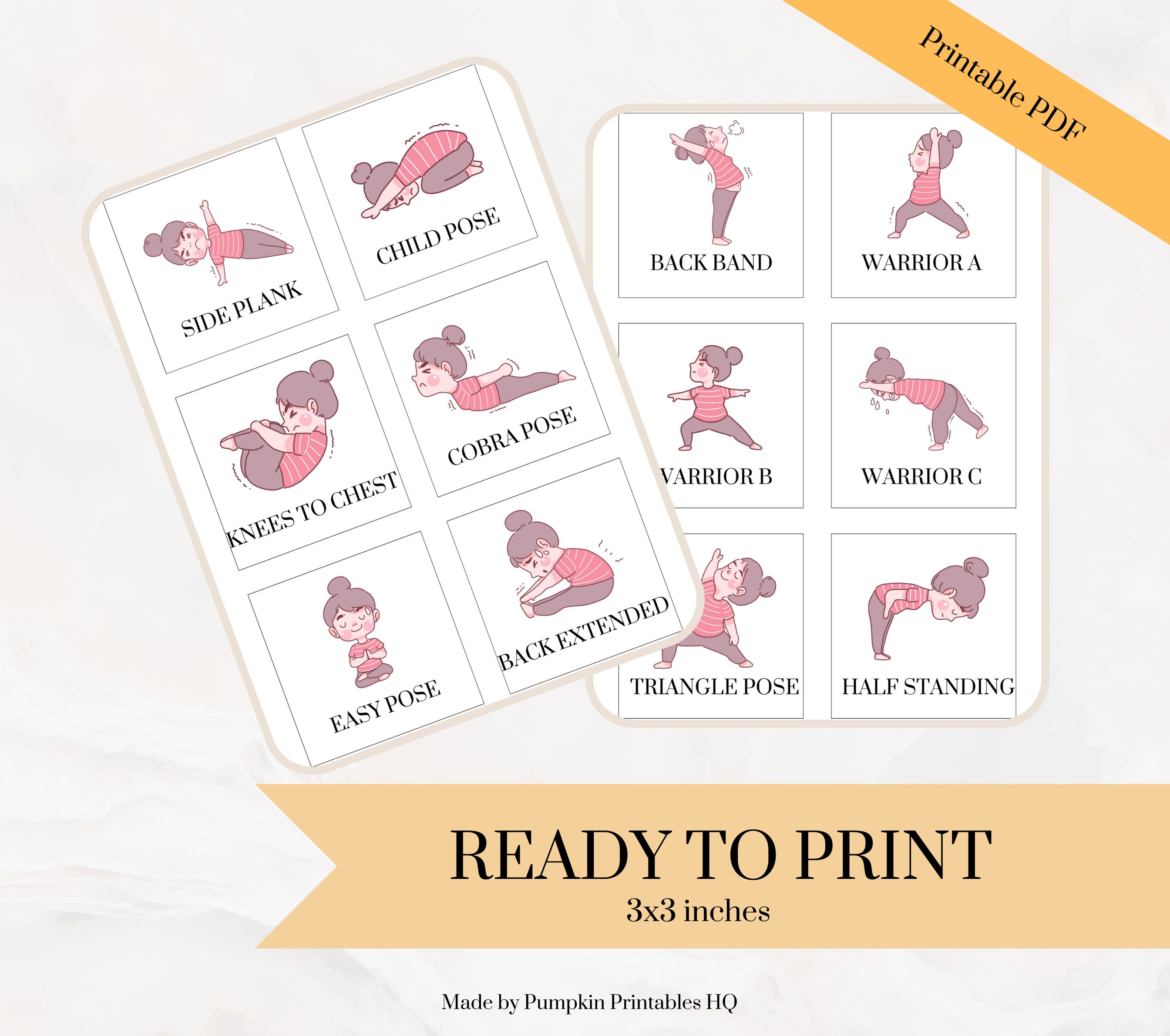 12 Yoga Poses Cards Yoga Poses Flashcards Montessori - Etsy