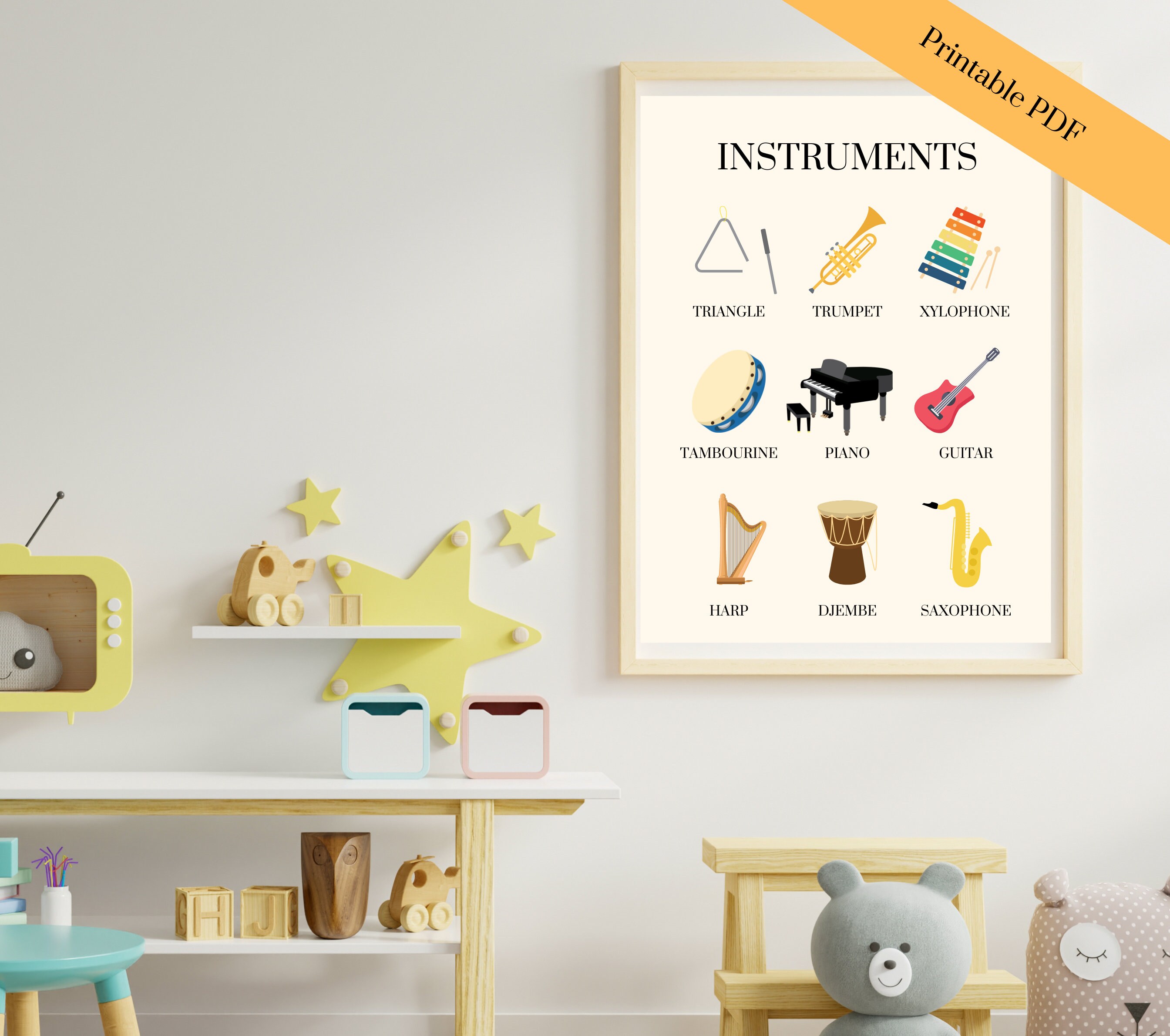 Poster Music Instruments for Children Montessori Poster Learning ...