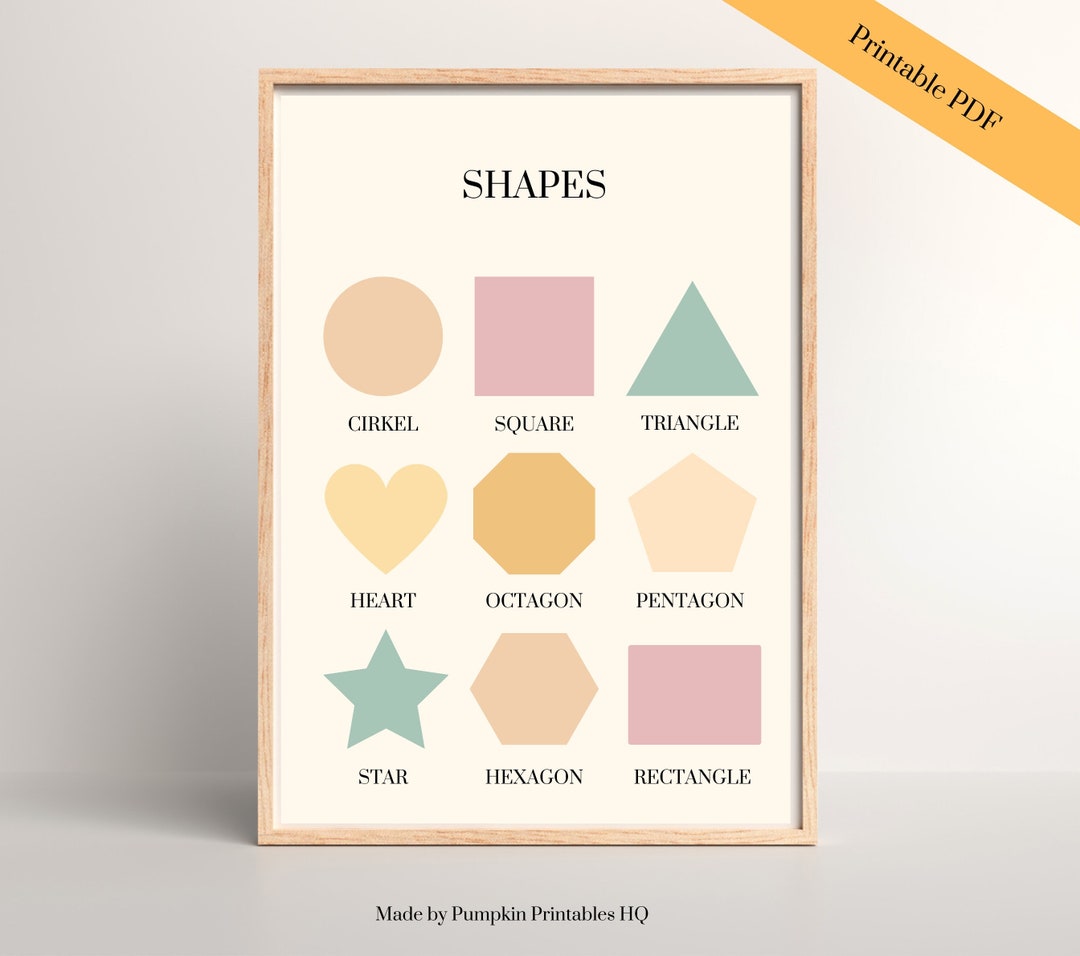 Poster Shapes Neutral Colors Educational Poster for Children Montessori ...