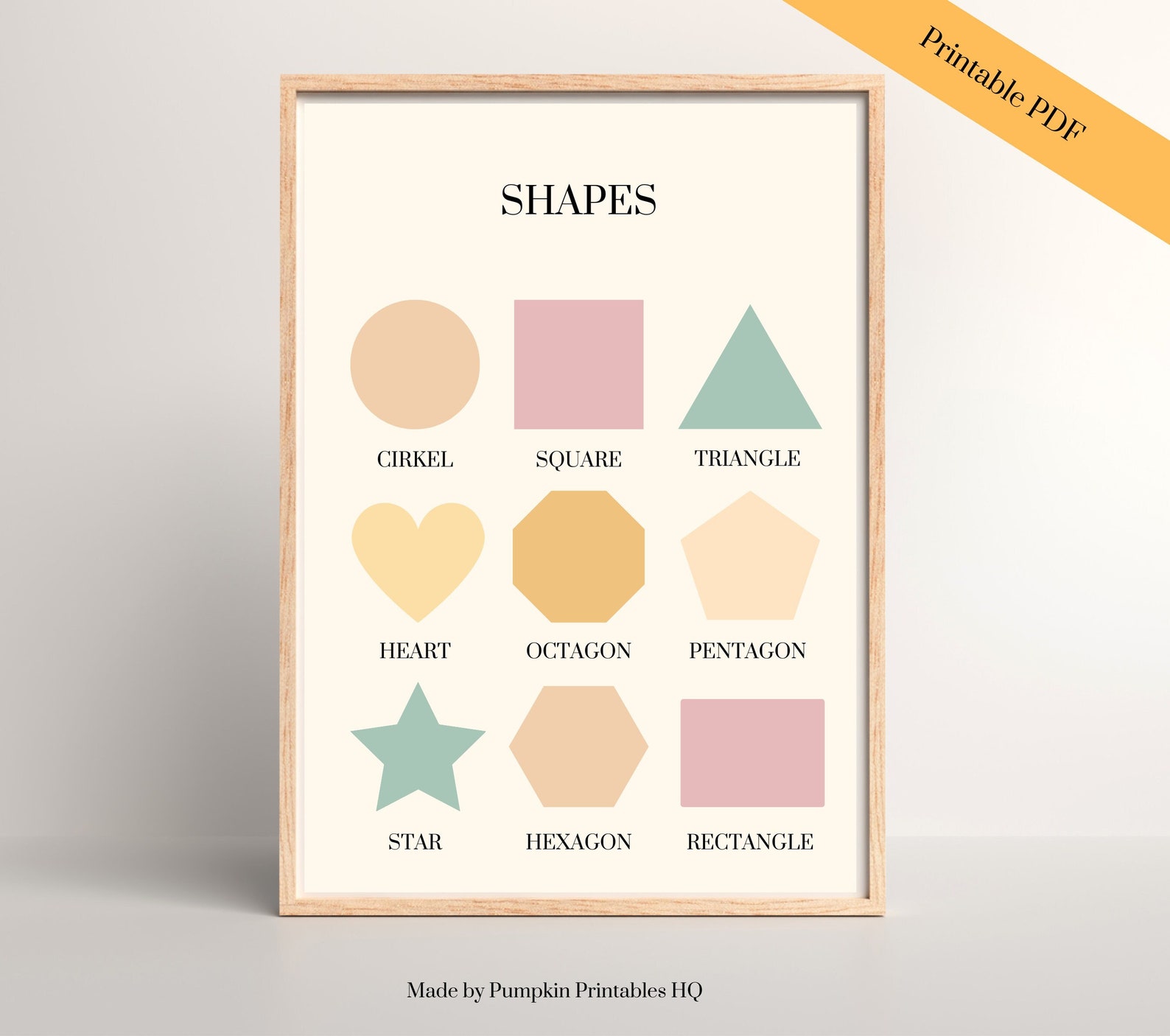 Poster Shapes Neutral Colors Educational Poster for Children Montessori ...