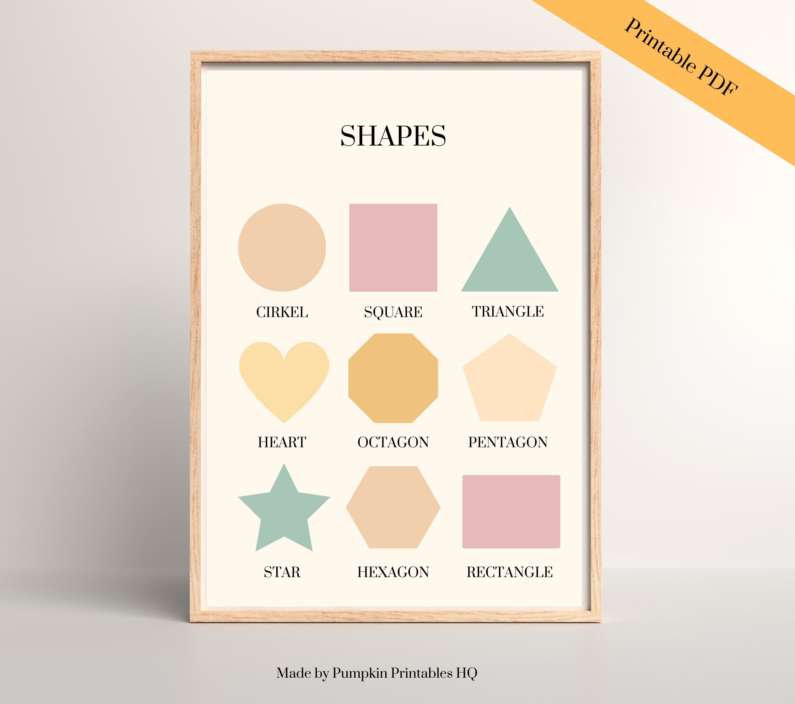 Poster Shapes Neutral Colors Educational Poster for Children Montessori ...