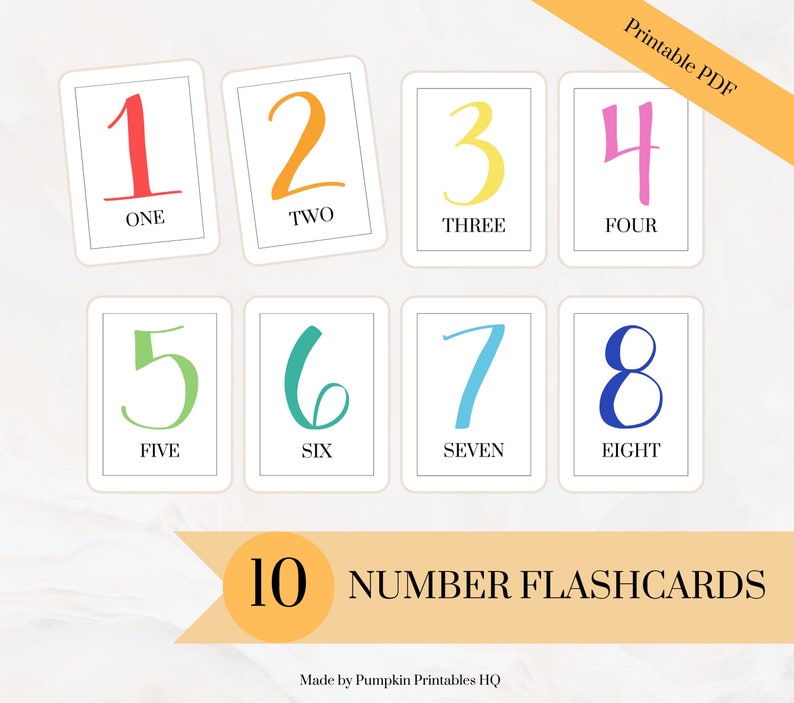 Number Flashcards 1-10 Montessori Flashcards Pre-school Counting Cards ...