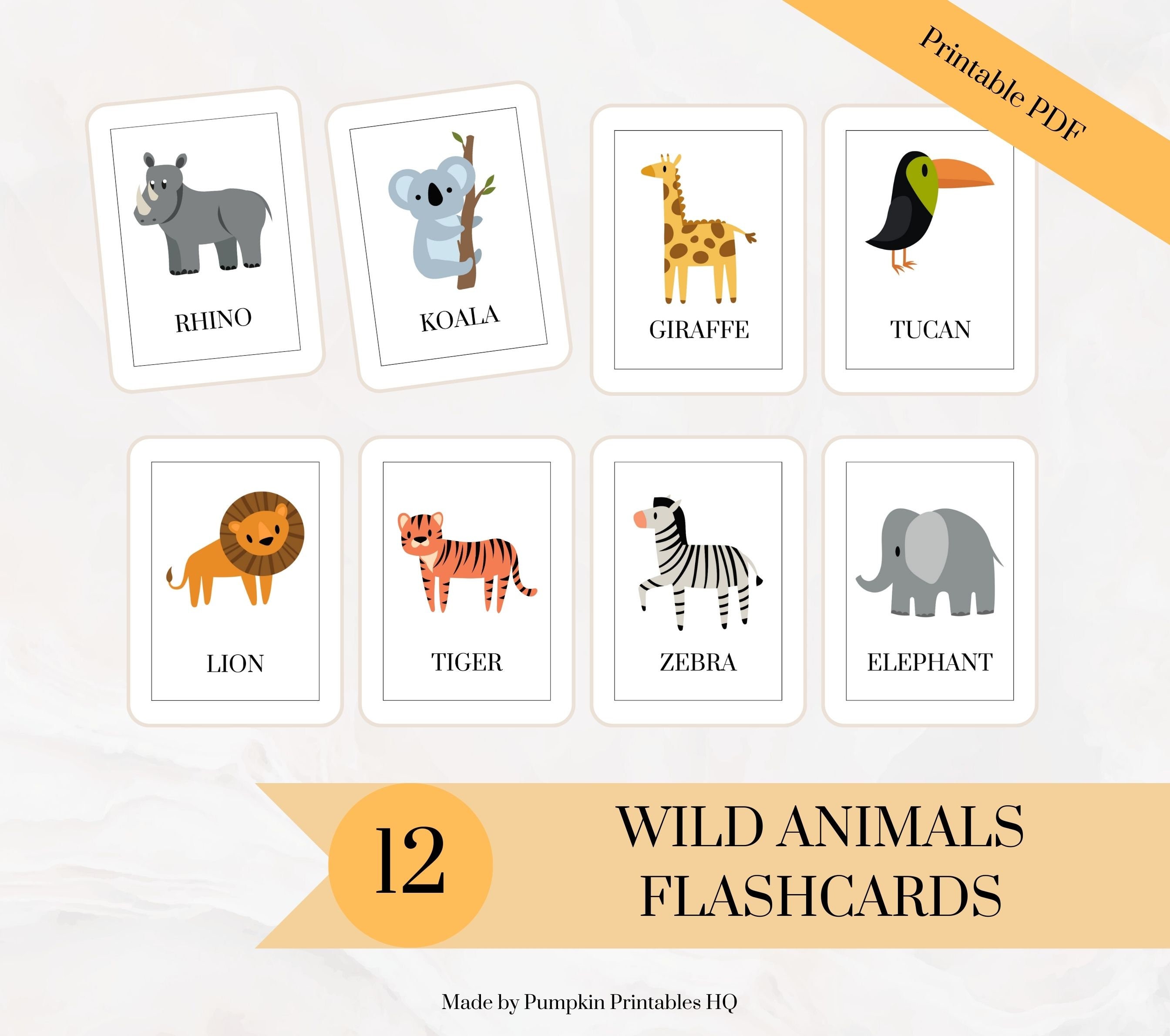 Flashcards Wild Animal Cards African Animal Flashcards for Learning ...