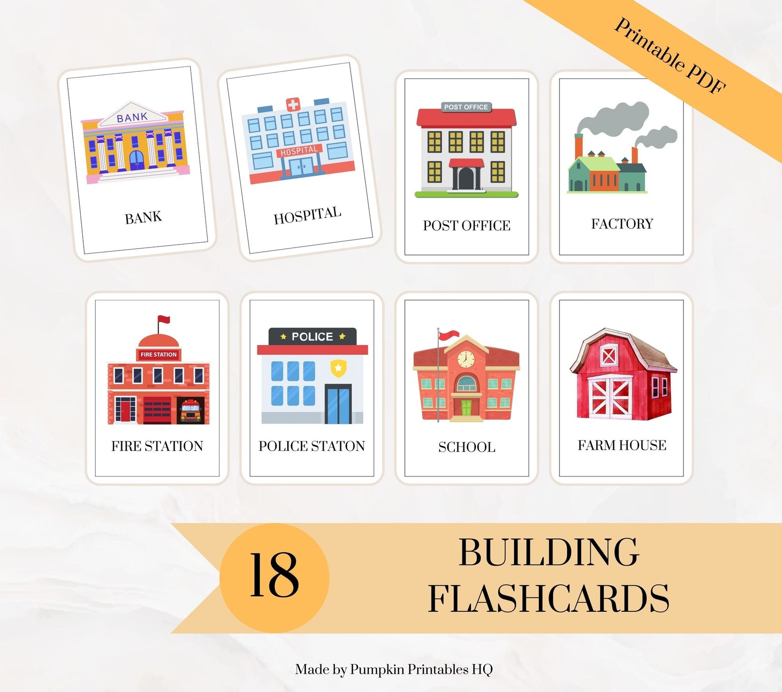 Flashcards Building Montessori Flashcards for Children Pre-school Cards ...