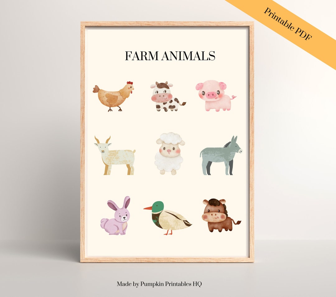 Poster Farm Animal for Children Montessori Poster Learning Farm Animals ...