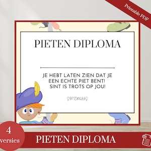 Pieten Diploma Sinterklaas Diploma Voor Kinderen Sinterklaasavond ...