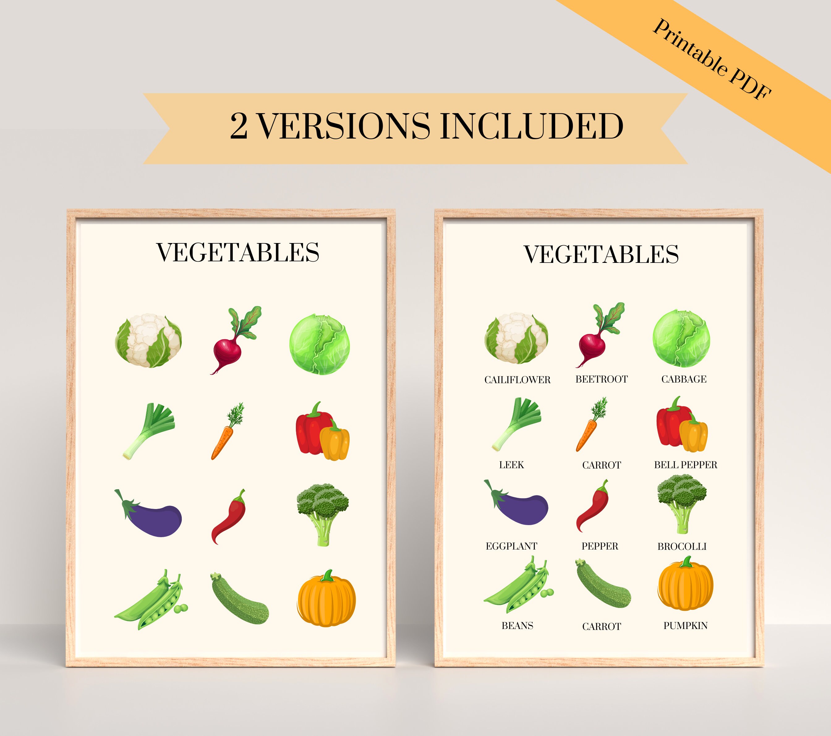 Poster Vegetables for Children Montessori Poster Learning Vegetables ...
