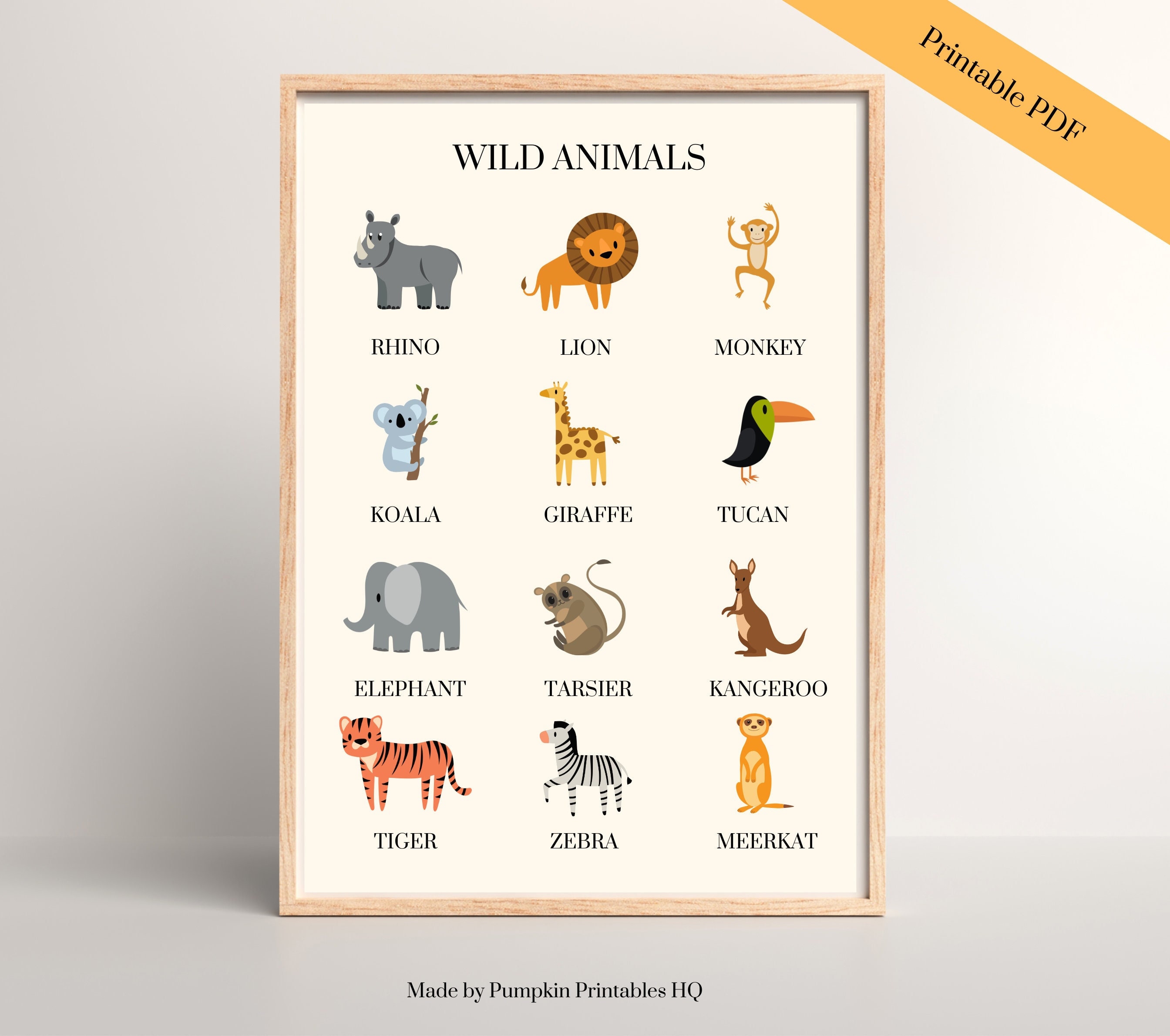 Poster Wild Animal for Children Montessori Poster Learning African ...