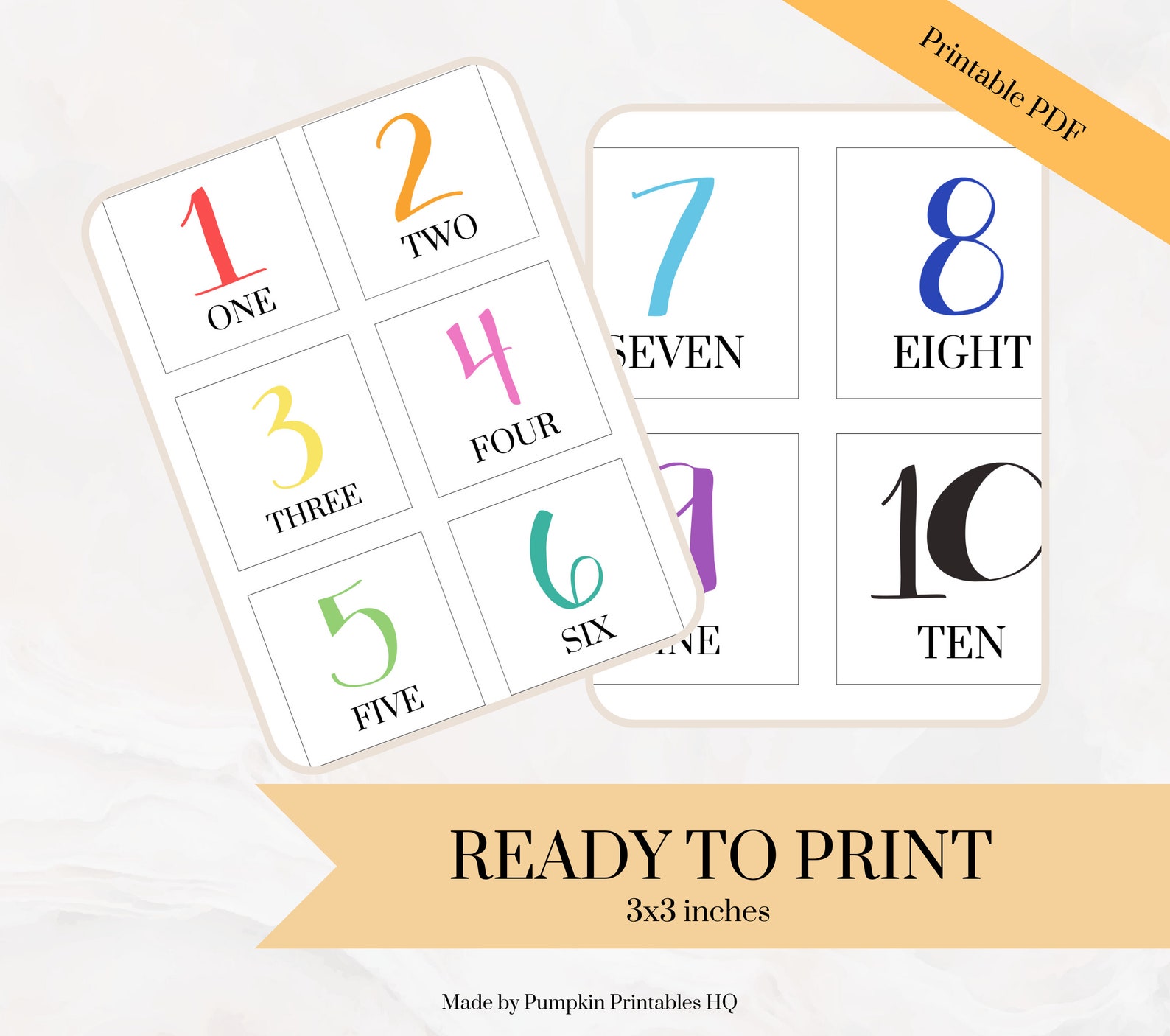 Number Flashcards 1-10 Montessori Flashcards Pre-school Counting Cards ...