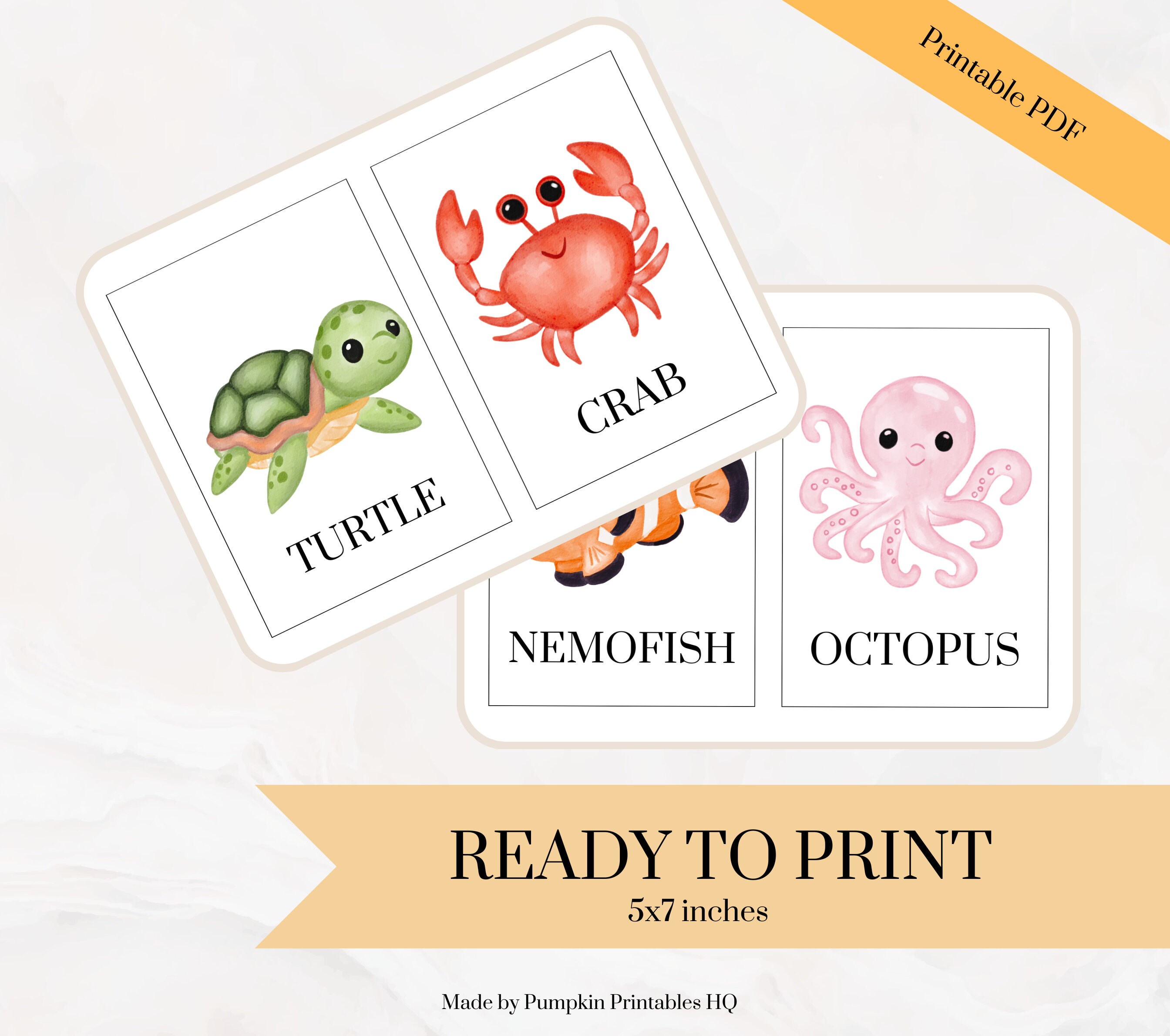 Poster Sea Animals Flashcards Water Animals Educational Poster ...