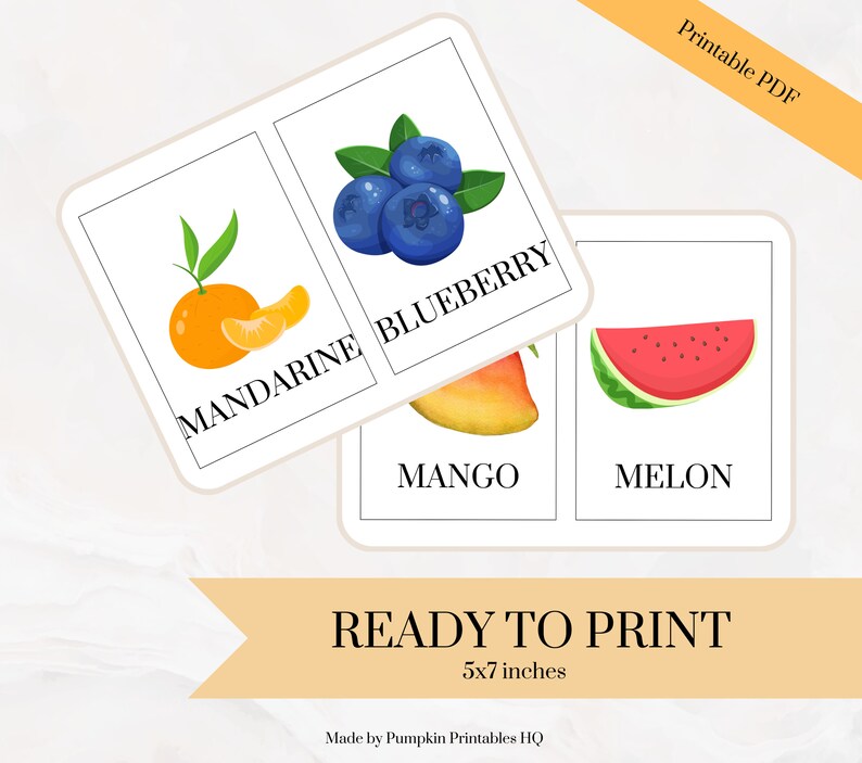 Poster Fruit Flashcards Fruits Educational Poster Montessori Healthy ...