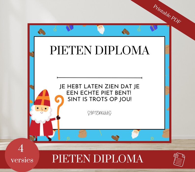Pieten Diploma Sinterklaas Diploma Voor Kinderen Sinterklaasavond ...